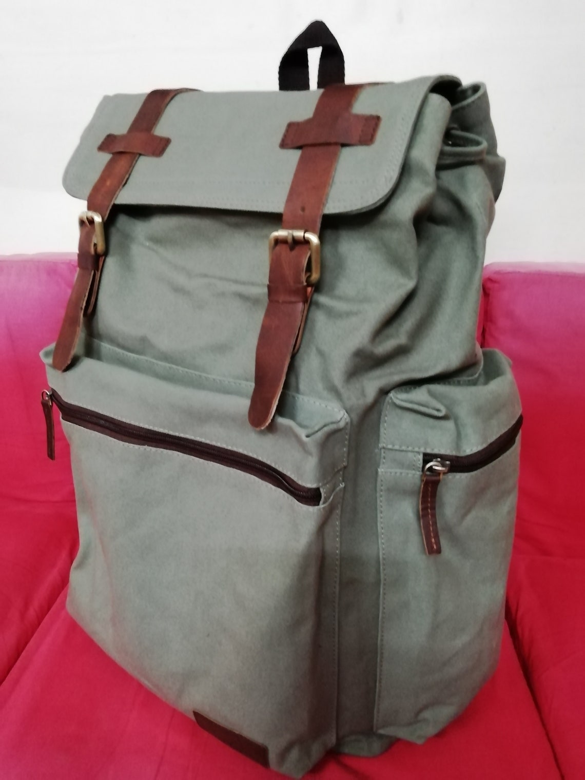 Waxed Canvas Waterproof Backpackhandmade Rucksackschool - Etsy