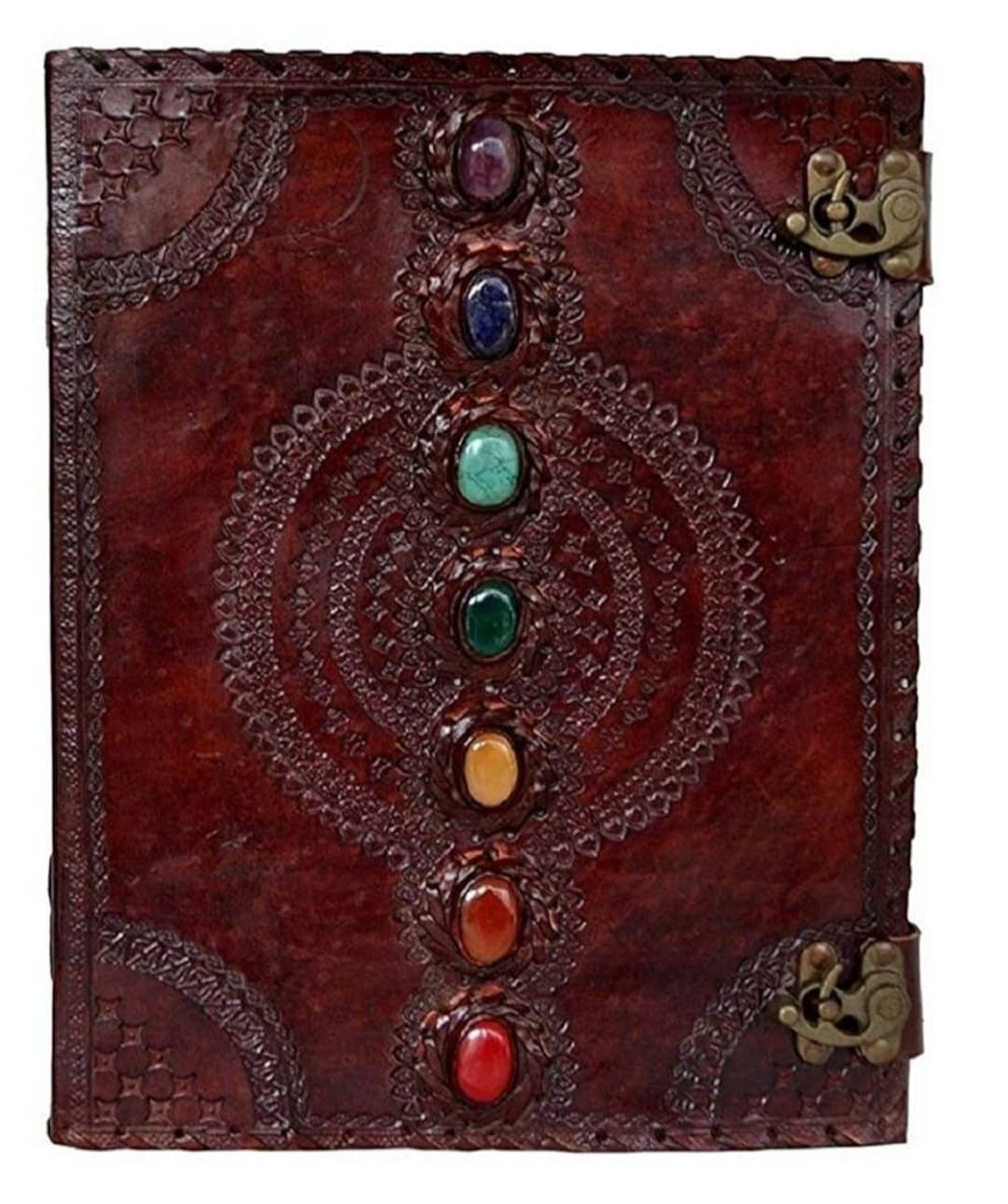 Handmade Extra Large Seven Stone Journal Refillable Notebook Chakra ...