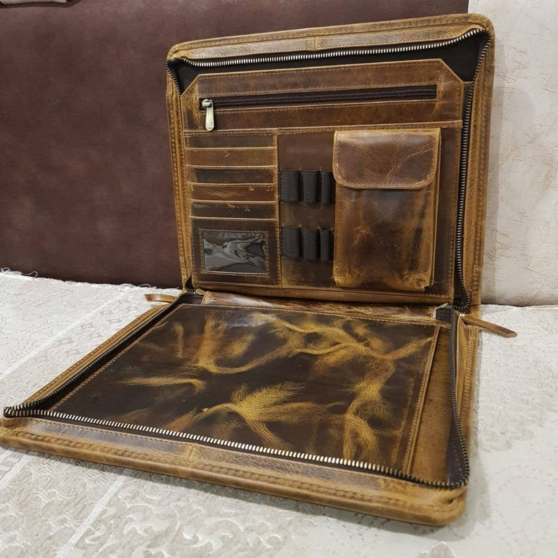 Leather Portfolio Leather Organizer Document Holder Leather - Etsy