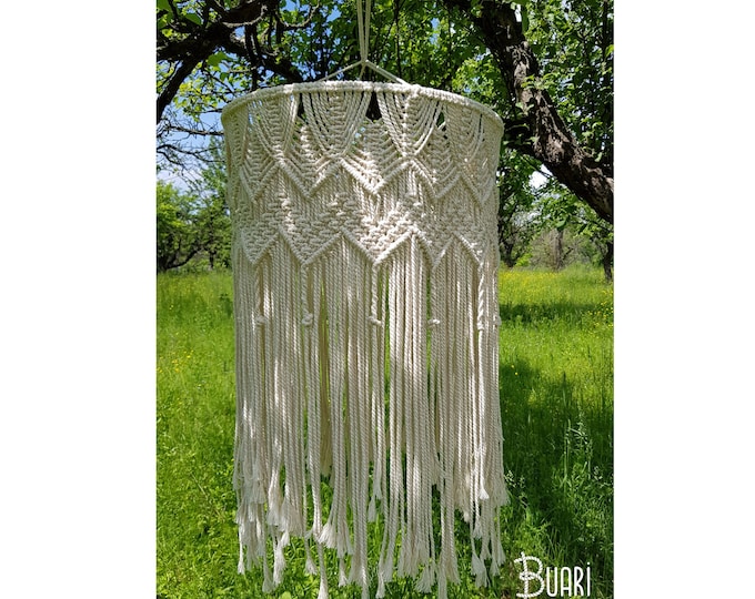 Big Macrame Shade Handmade Chandelier Bohemian Lamps | Etsy
