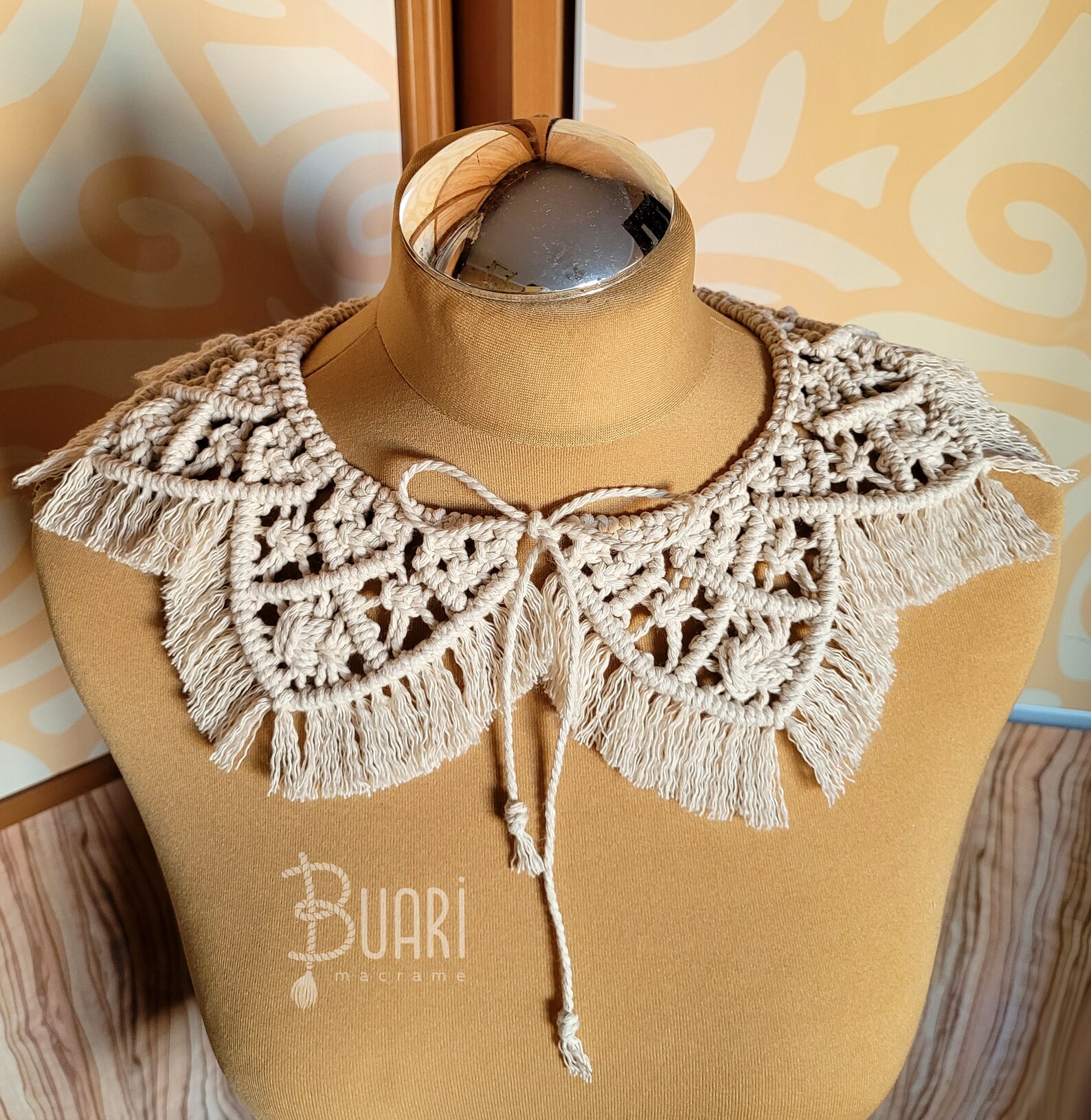 Macrame Collar, Cotton Design Collar, Detachable Oversized Collar ...