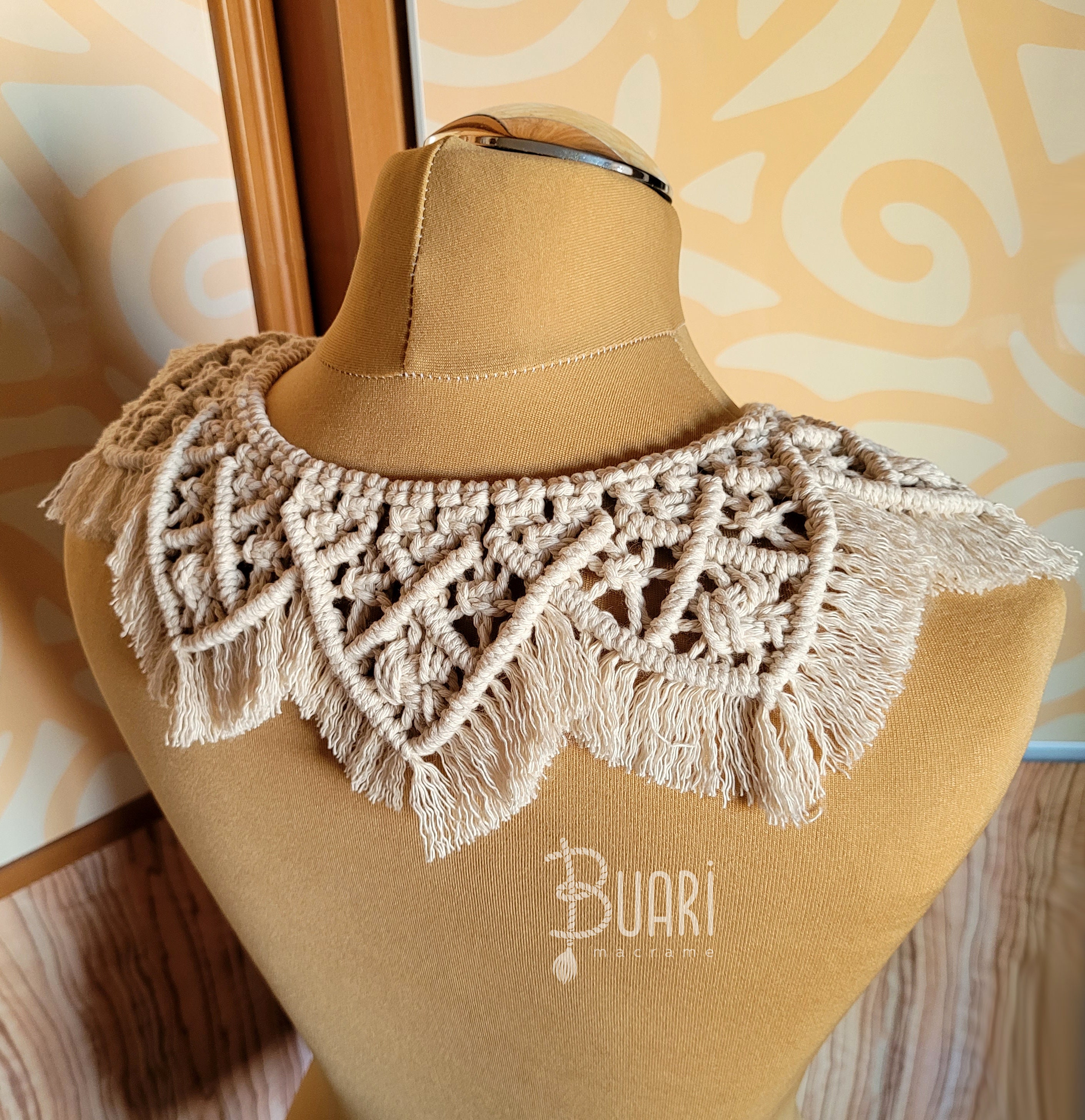 Macrame Collar, Cotton Design Collar, Detachable Oversized Collar ...