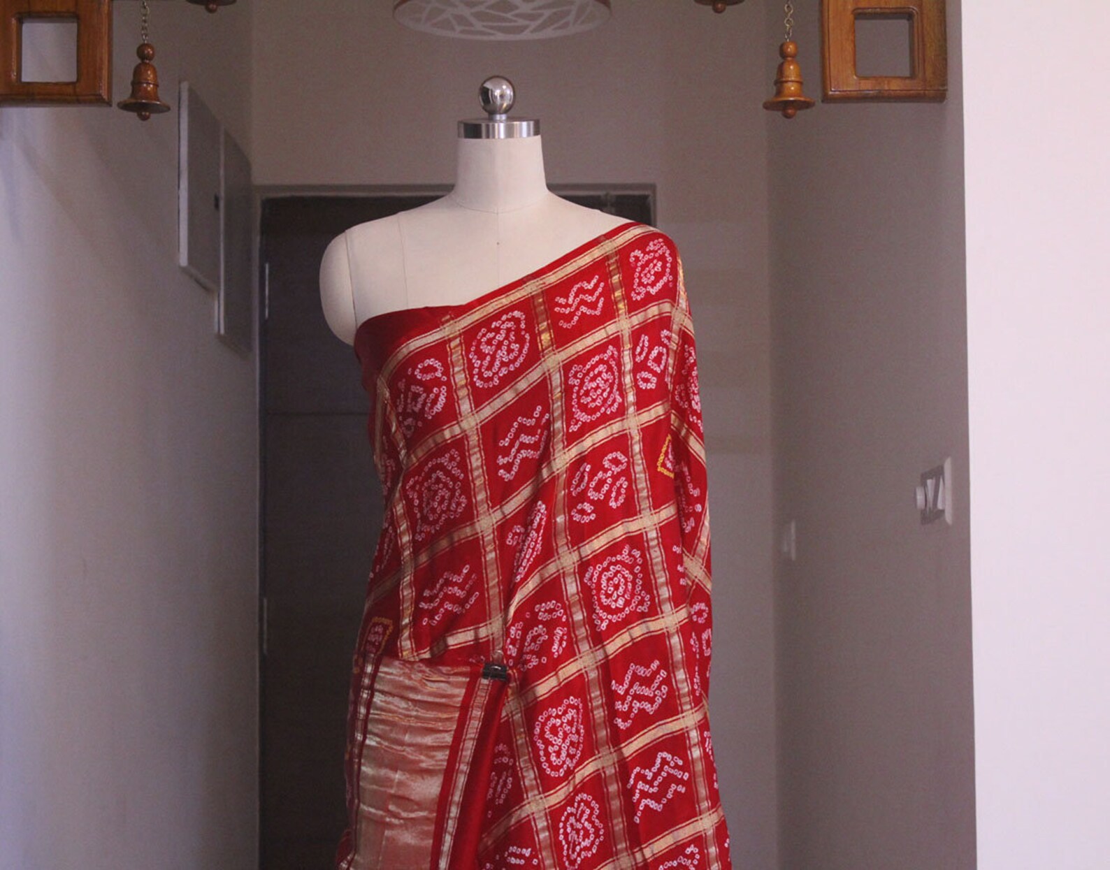 Red Gharchola Pure Gajji Silk Bandhani Saree - Etsy