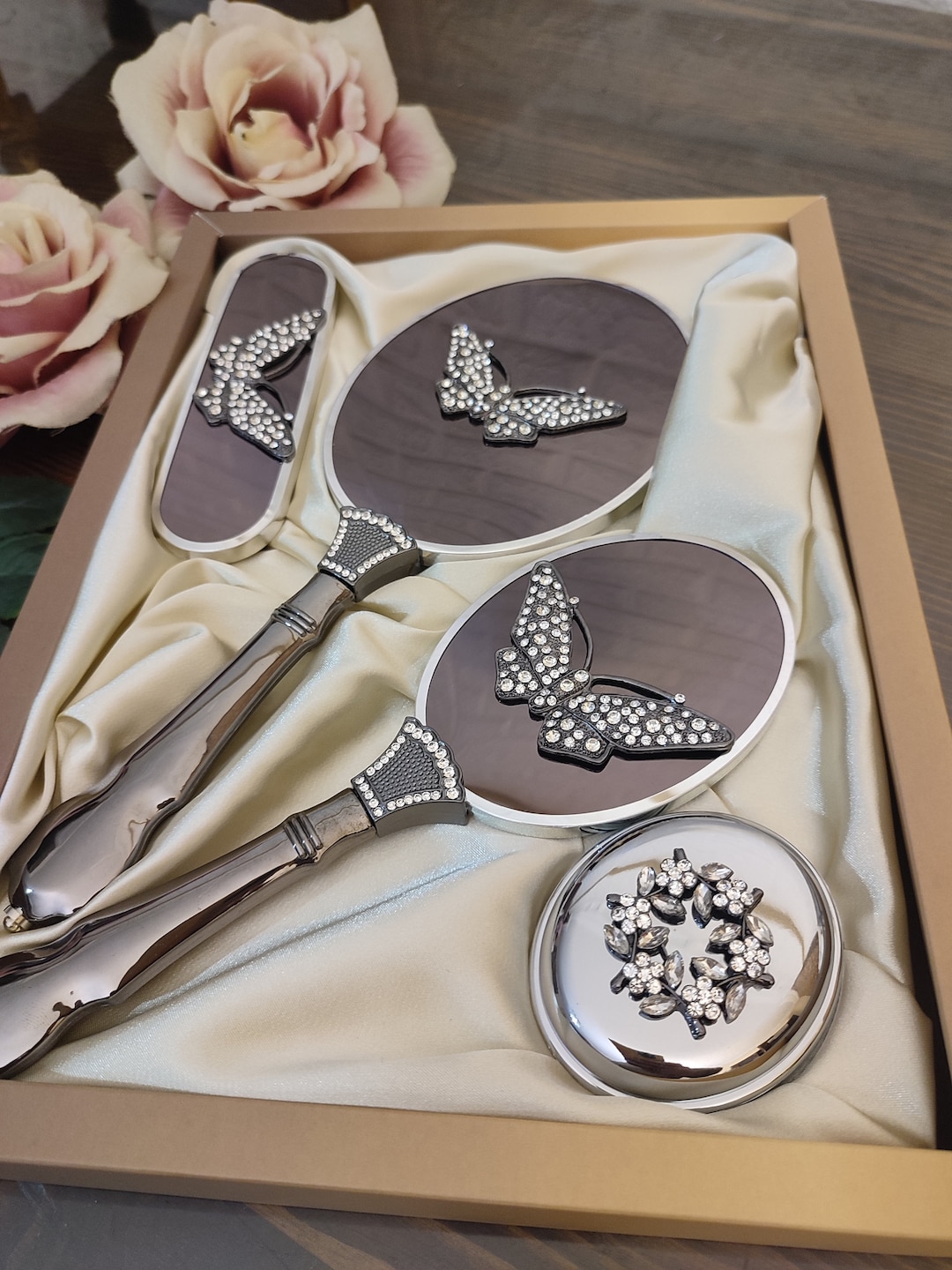 Makeup Vanity Mirror Comb Hair Brush Set Handmade Decor - Etsy