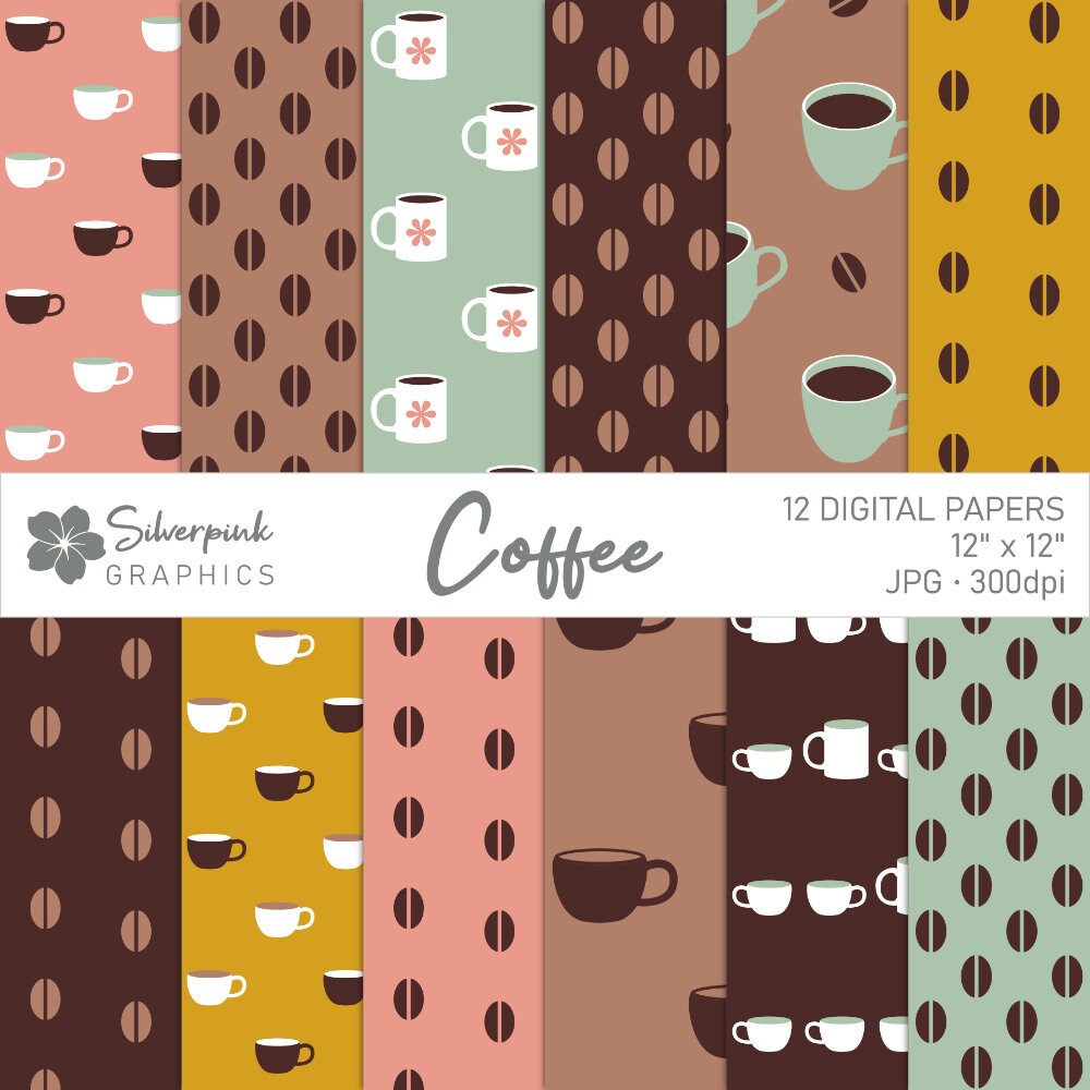 Coffee Digital Paper Pack, Scrapbook Papers and Backgrounds, Coffee ...