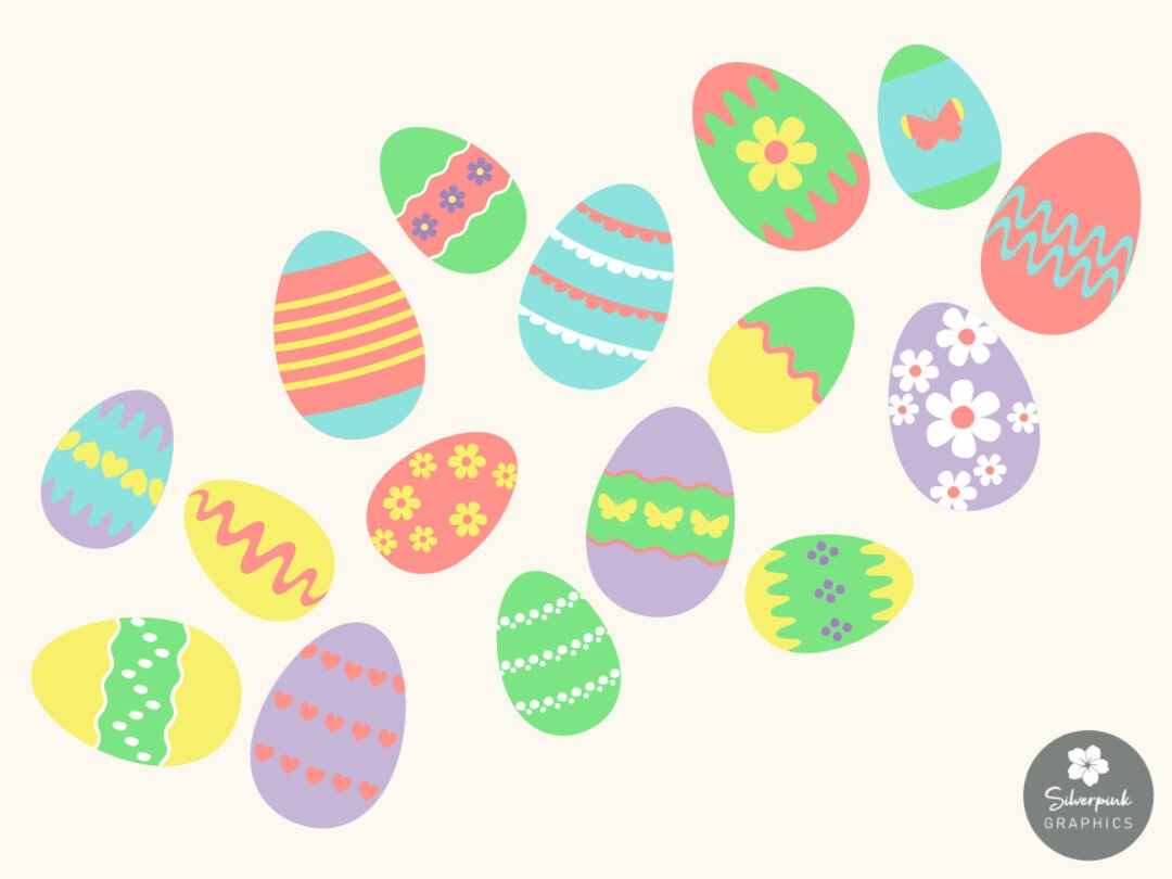 Easter Eggs Clipart Images in Pastel Colors, Vector Graphics, Digital ...