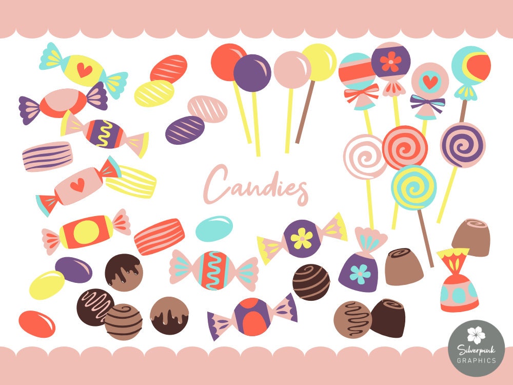 Candies Clipart Images, Vector Graphics, Lollipops and Pralines Digital ...