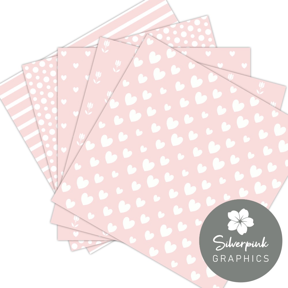 Blush Pink Digital Paper Pack, Seamless Patterns, Flower Scrapbook ...