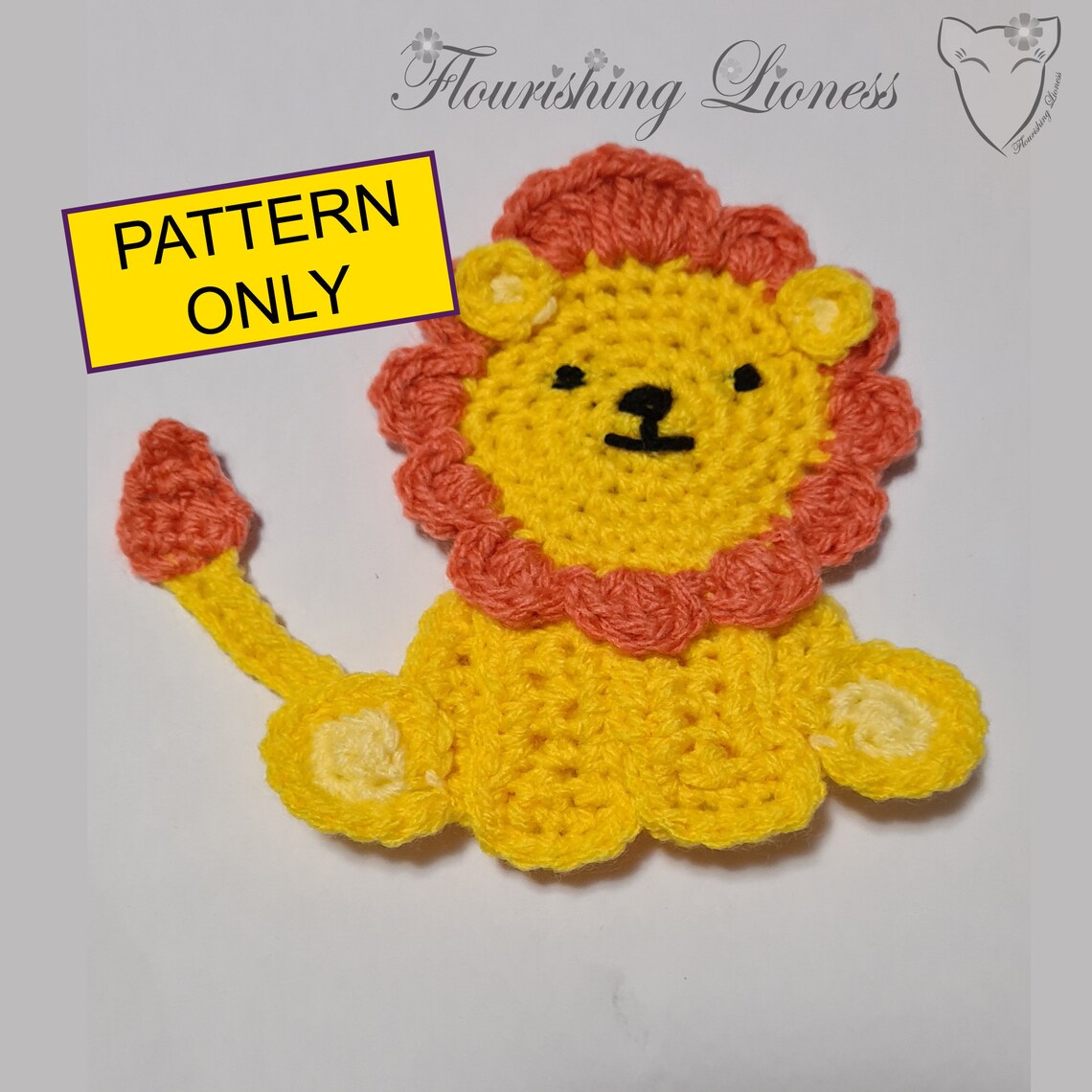 Lion Crochet Applique - PATTERN ONLY - Etsy