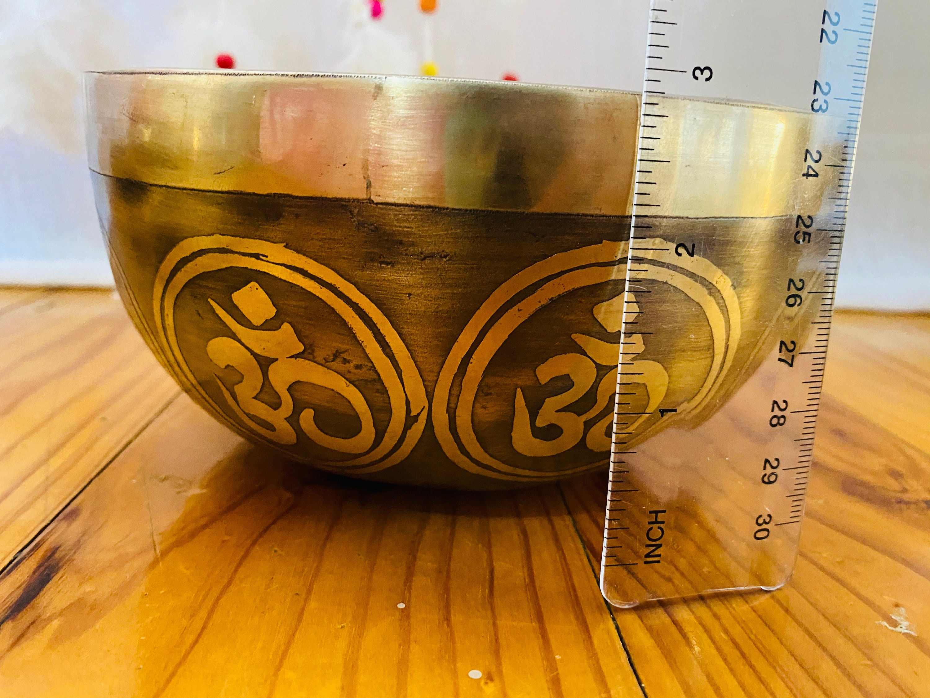 6.5 Inches Diameter Om Engraved Himalayan Blessed Singing Bowl for ...