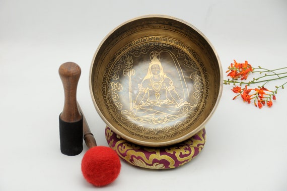 10 Inches Diameter Lord Shiva Carved Singing Bowl-shiva Carved - Etsy