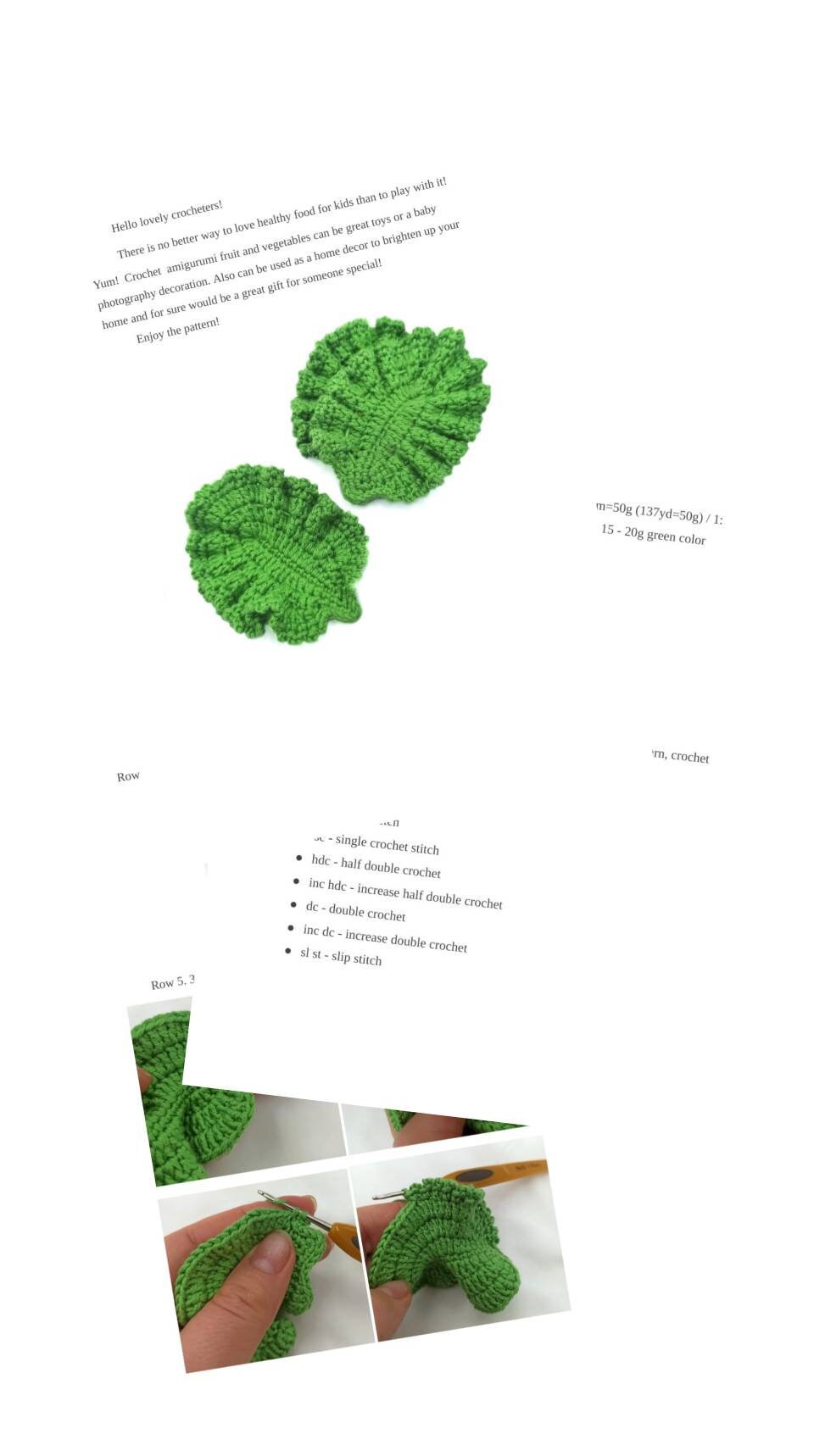 LETTUCE Crochet Pattern PDF - Crochet Salad Play Food. Amigurumi ...