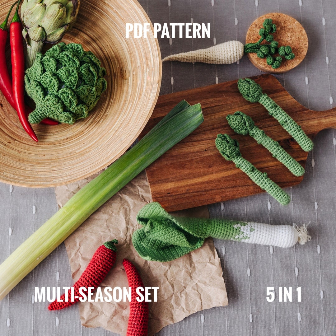 Сrochet VEGETABLE Pattern PDF - Artichoke, Leek, Chili Pepper, Parsnip ...