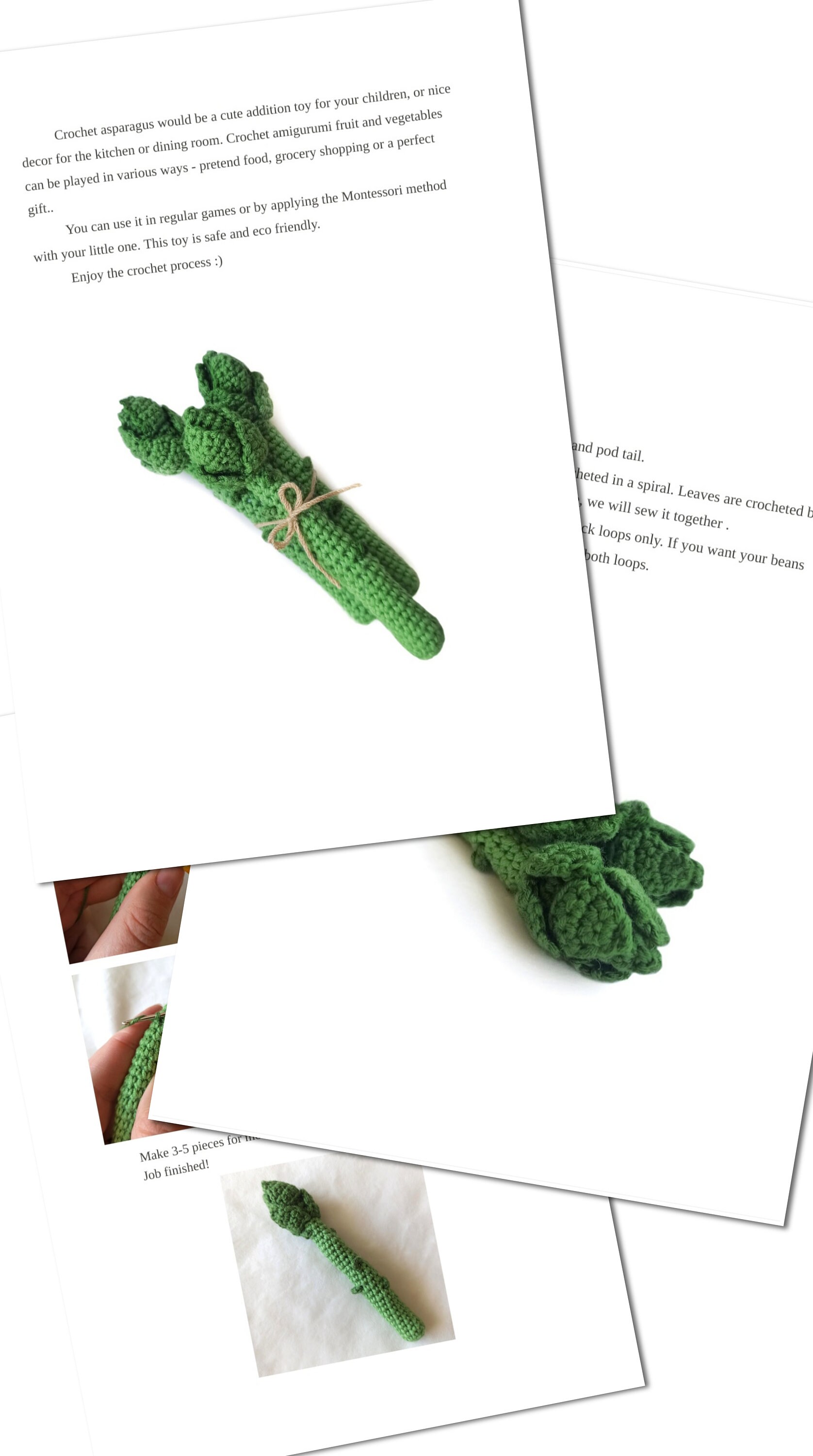 ASPARAGUS Crochet Pattern PDF - Amigurumi Asparagus Spears. Crochet ...
