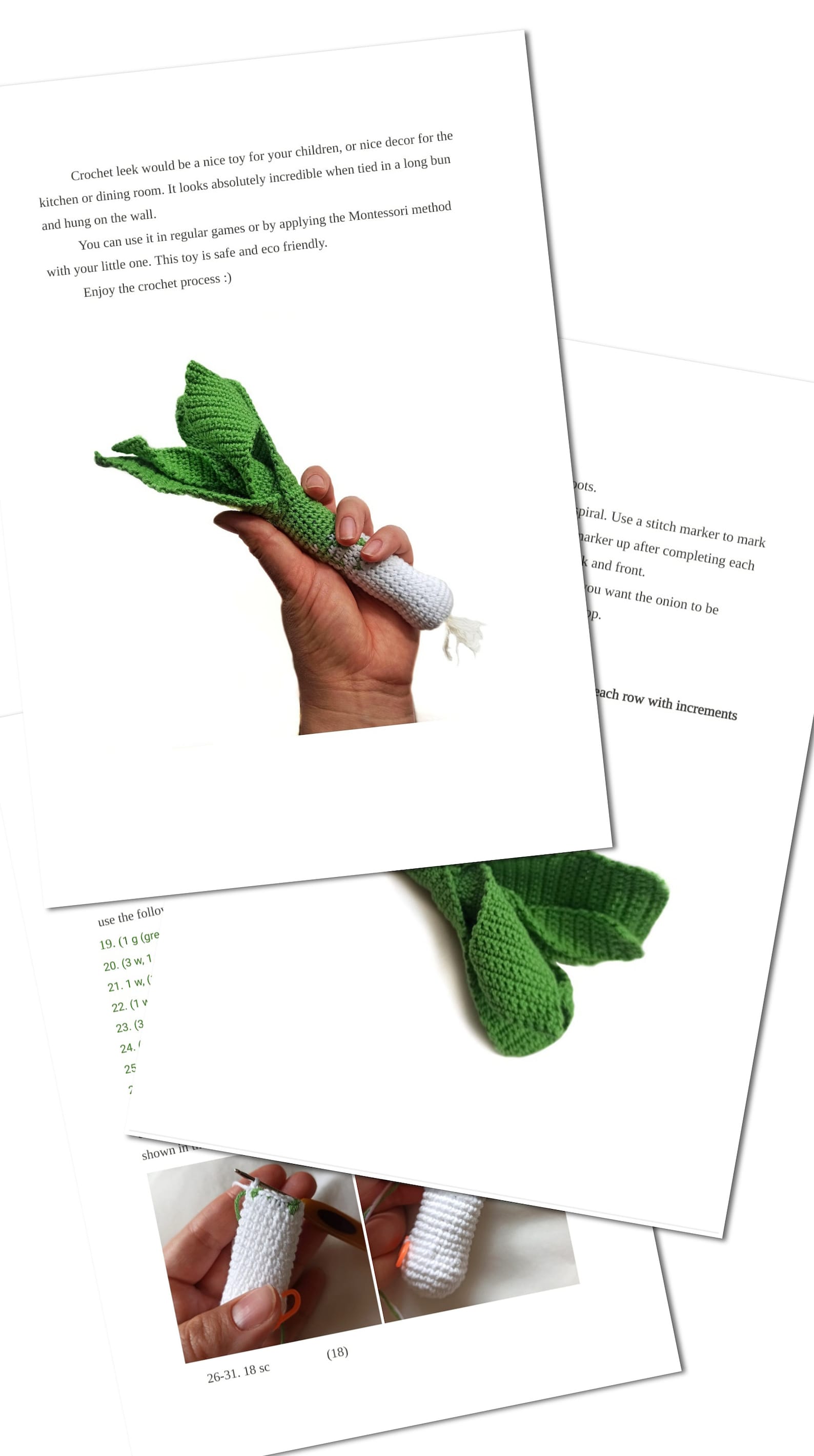 LEEK Crochet Pattern PDF - Crochet Leek Pattern. Play Food Leek ...