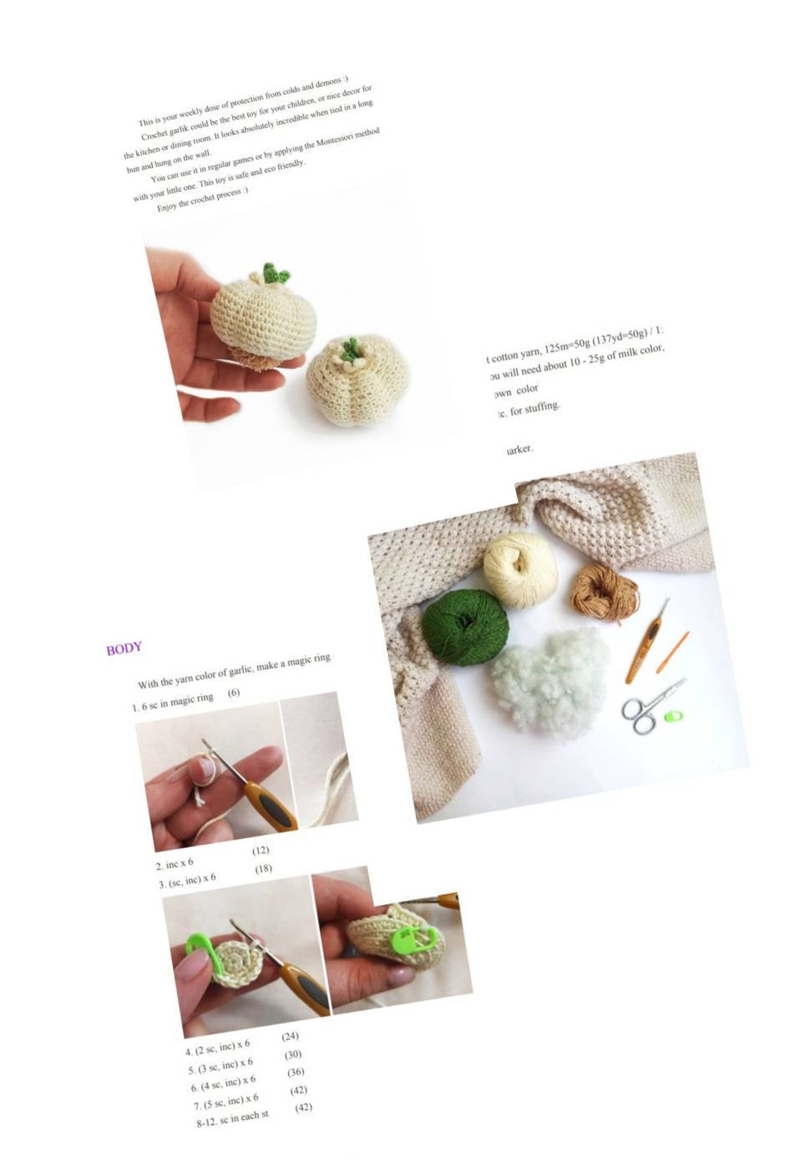 GARLIC Crochet Pattern PDF Amigurumi Garlic Pattern. Play | Etsy