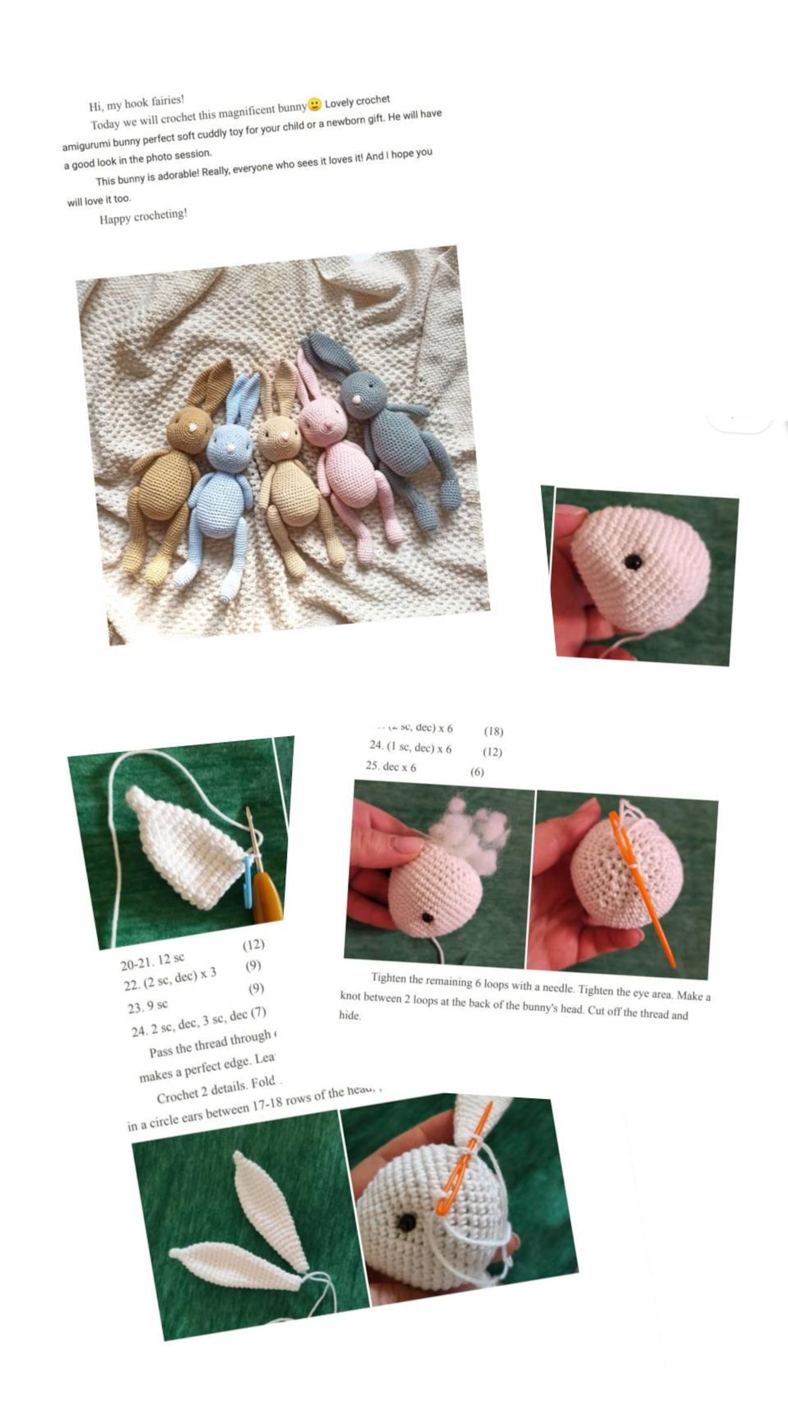 BUNNY Crochet Pattern PDF Crochet Rabbit Doll Pattern. | Etsy