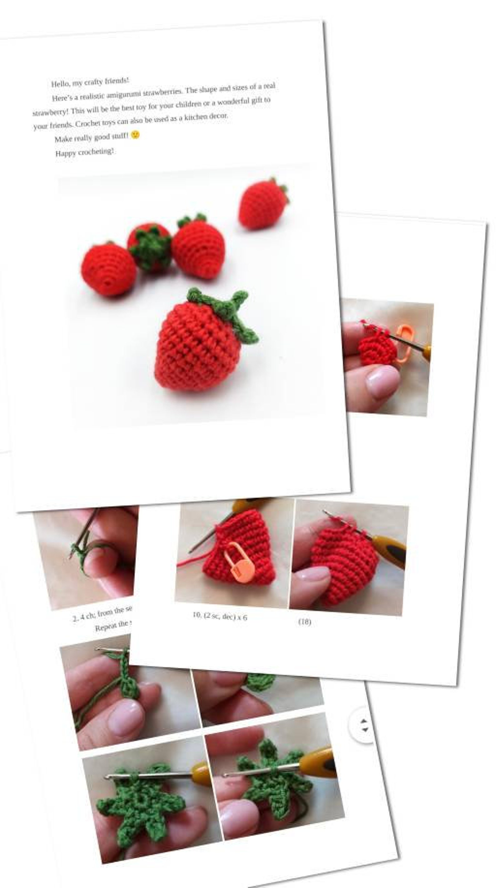 STRAWBERRY Crochet Pattern PDF - Crochet Strawberry Pattern. Amigurumi ...
