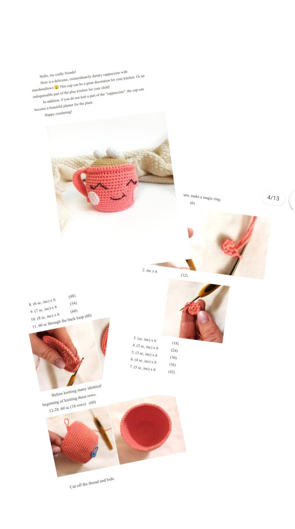 MUG Crochet Pattern Kawaii Amigurumi Cup Pattern. Hot Cocoa - Etsy