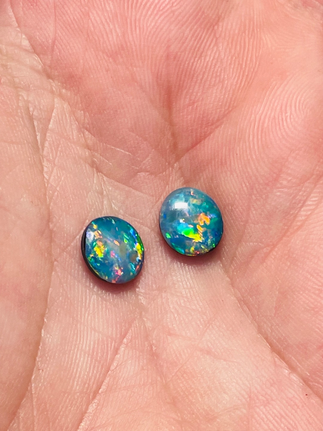 Pair Black Opal Doublets SEE VIDEO SALE - Etsy