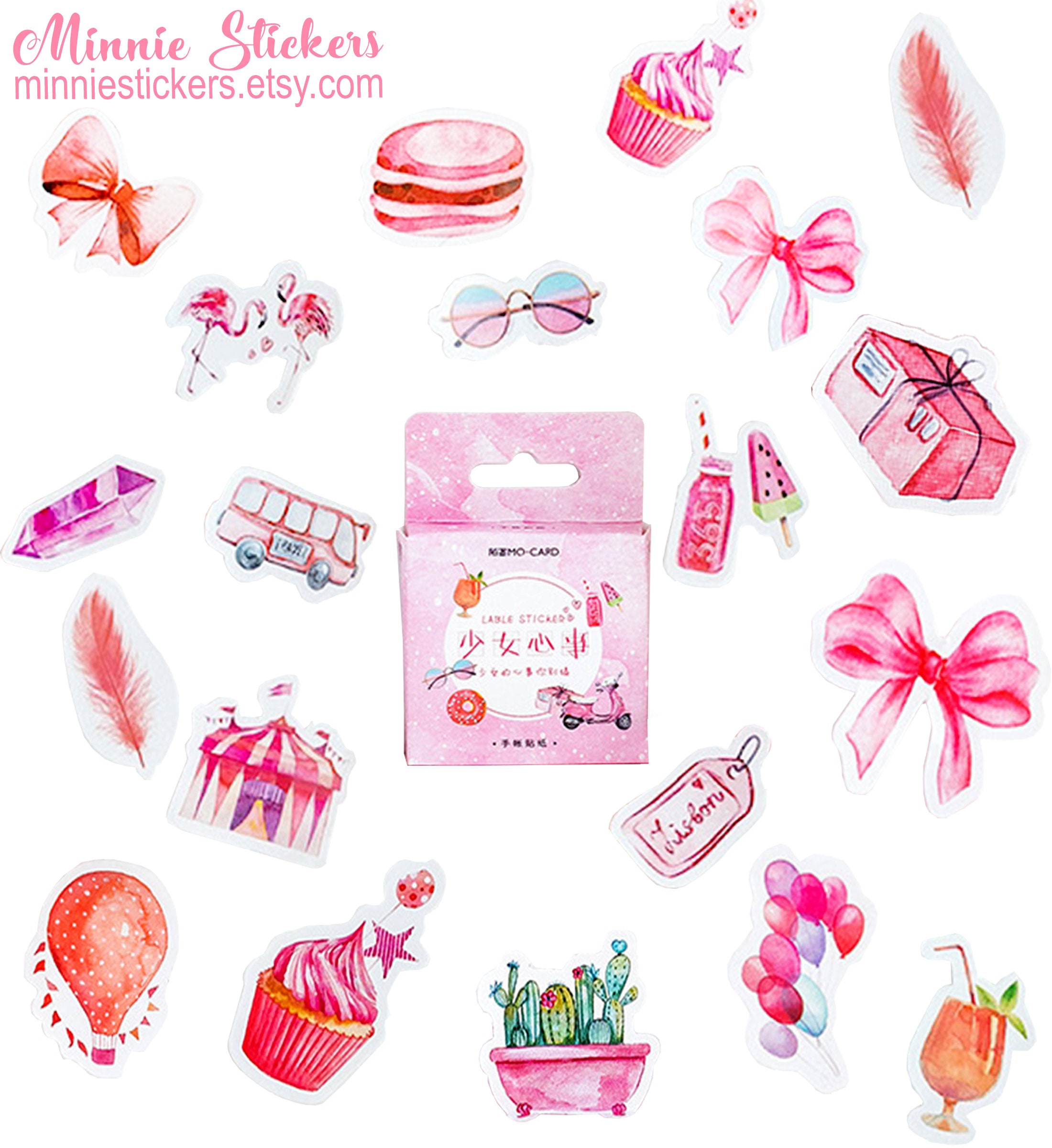 45pcs Pink and Purple Stickers Cute Girl Gift Stickers | Etsy