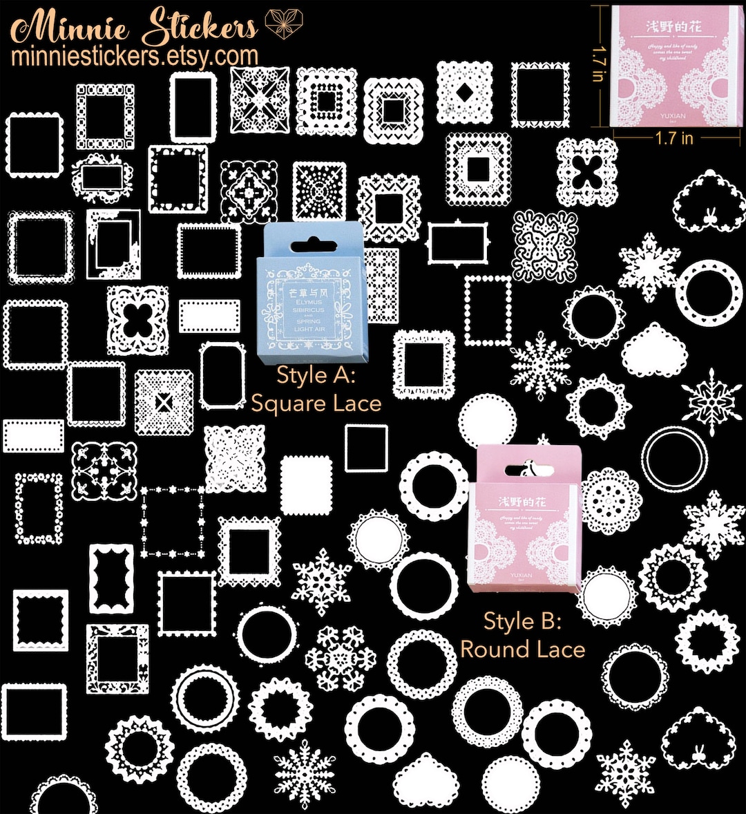 50 Pcs Mini Lace Stickers, Snowflakes Stickers, Vintage Clear White ...