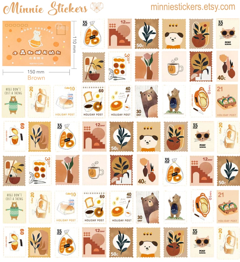 46pcs Colorful Stamp Stickers Postage Stamp Stickers Set - Etsy