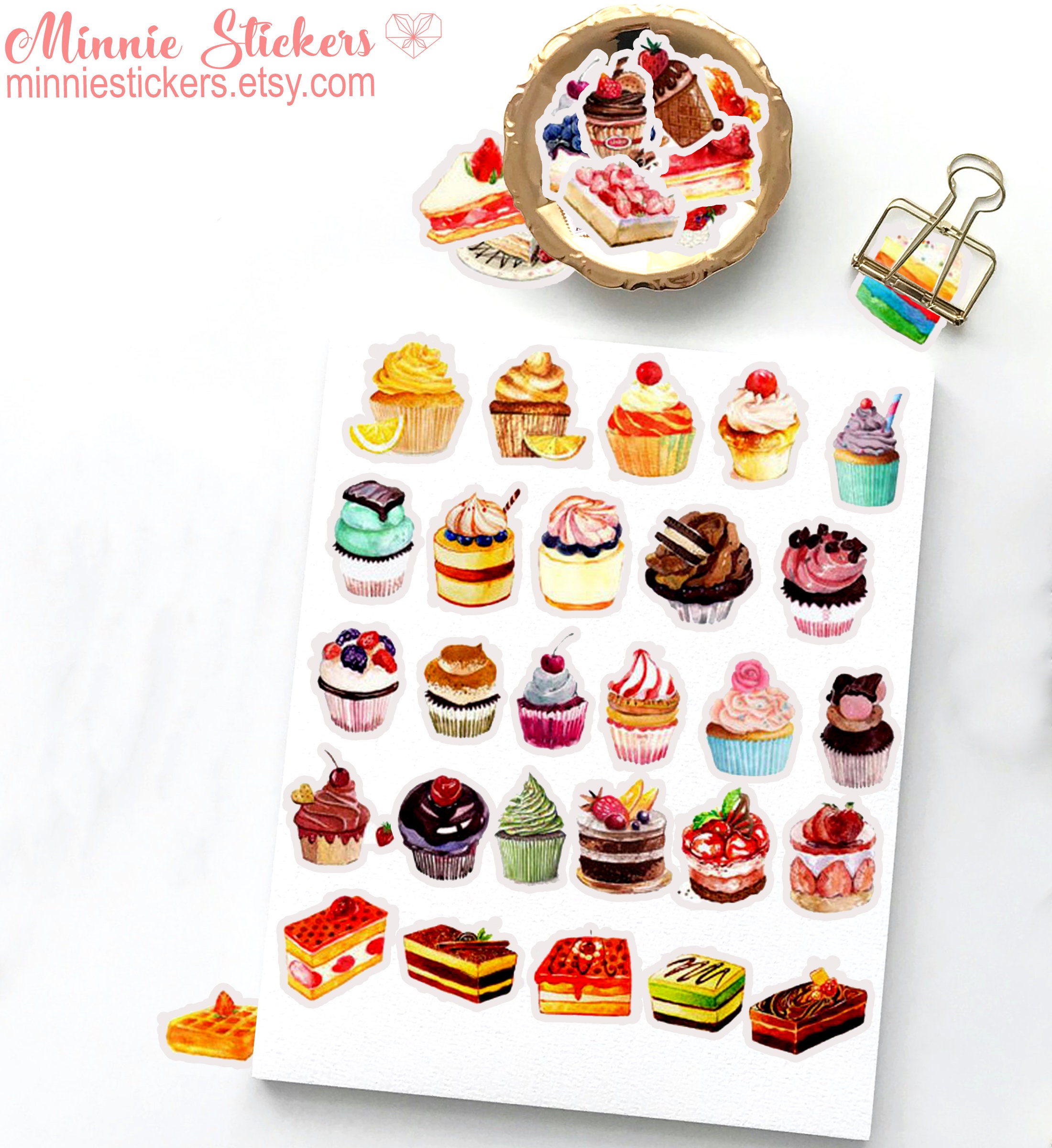 50pcs Cake Stickers Colourful Mini Cake Stickers Scrapbook | Etsy