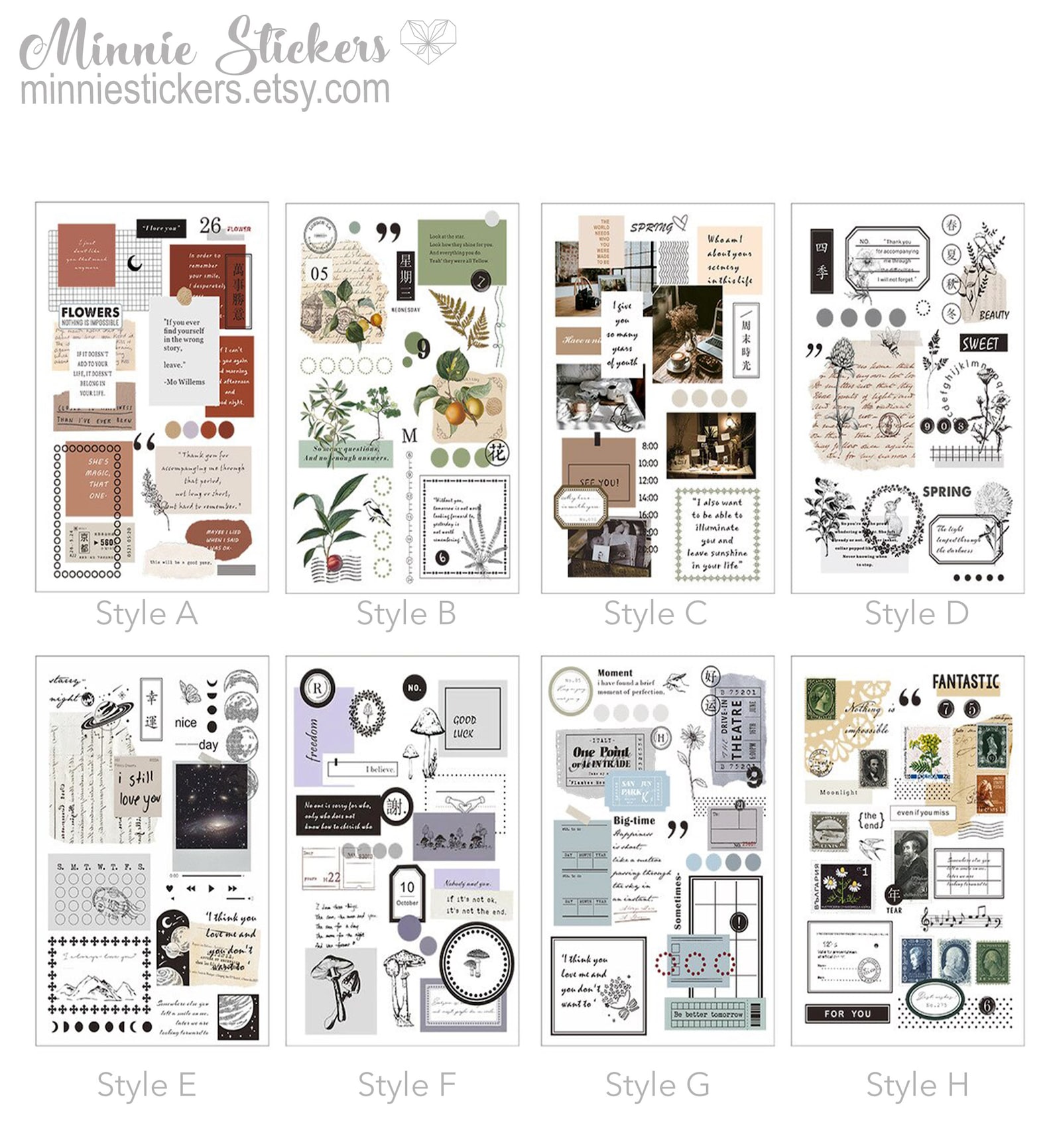 Collage Sticker Sheet Washi Collage Stickers Diary | Etsy