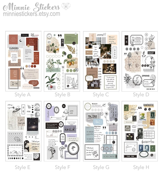 Collage Sticker Sheet Washi Collage Stickers Diary | Etsy