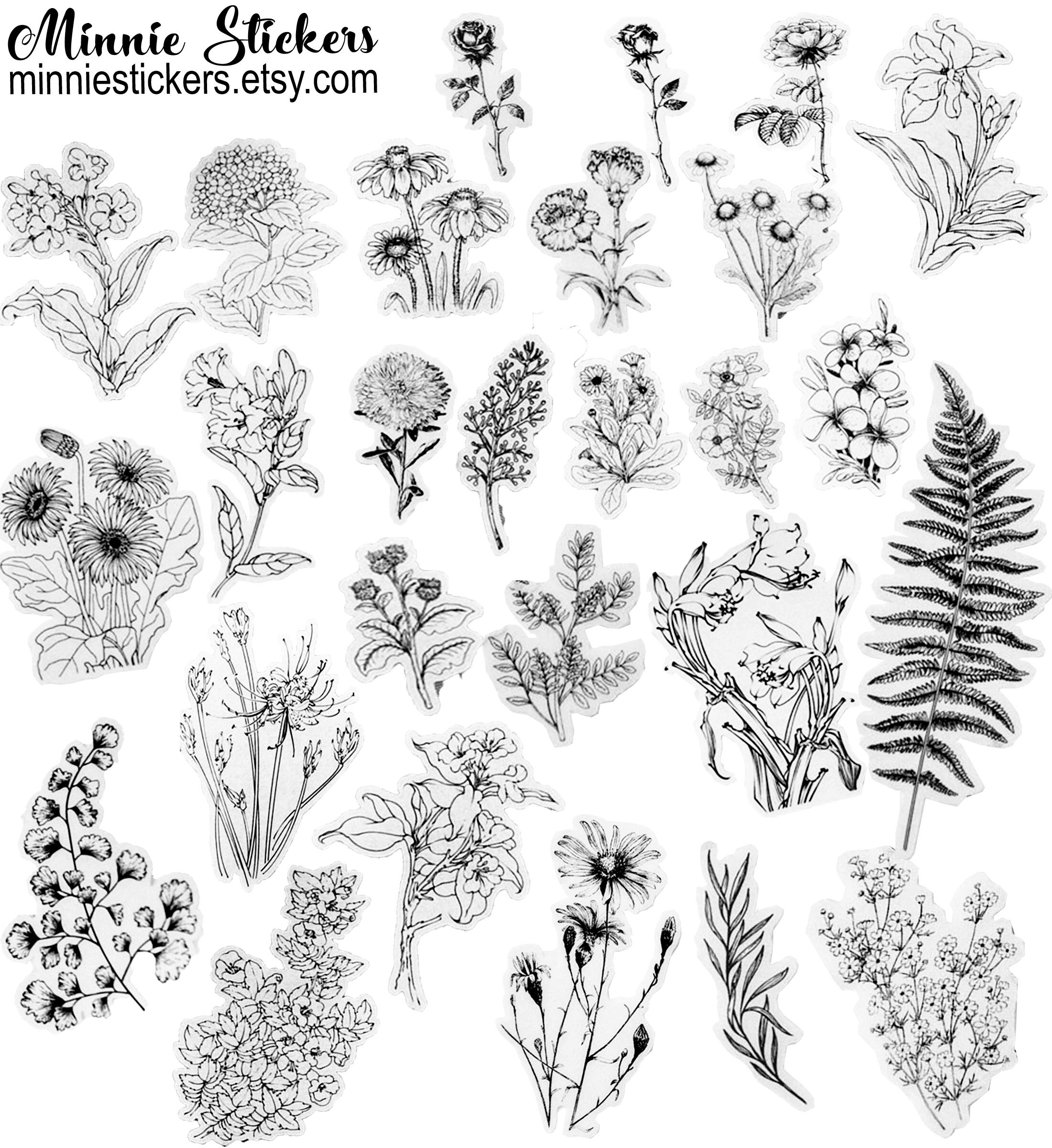 58pcs Vintage Flower Stickers Set Clear Floral Stickers - Etsy