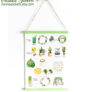 46pcs Green Aesthetic Stickers, Cute Green Stickers, Diary, Scrapbook ...