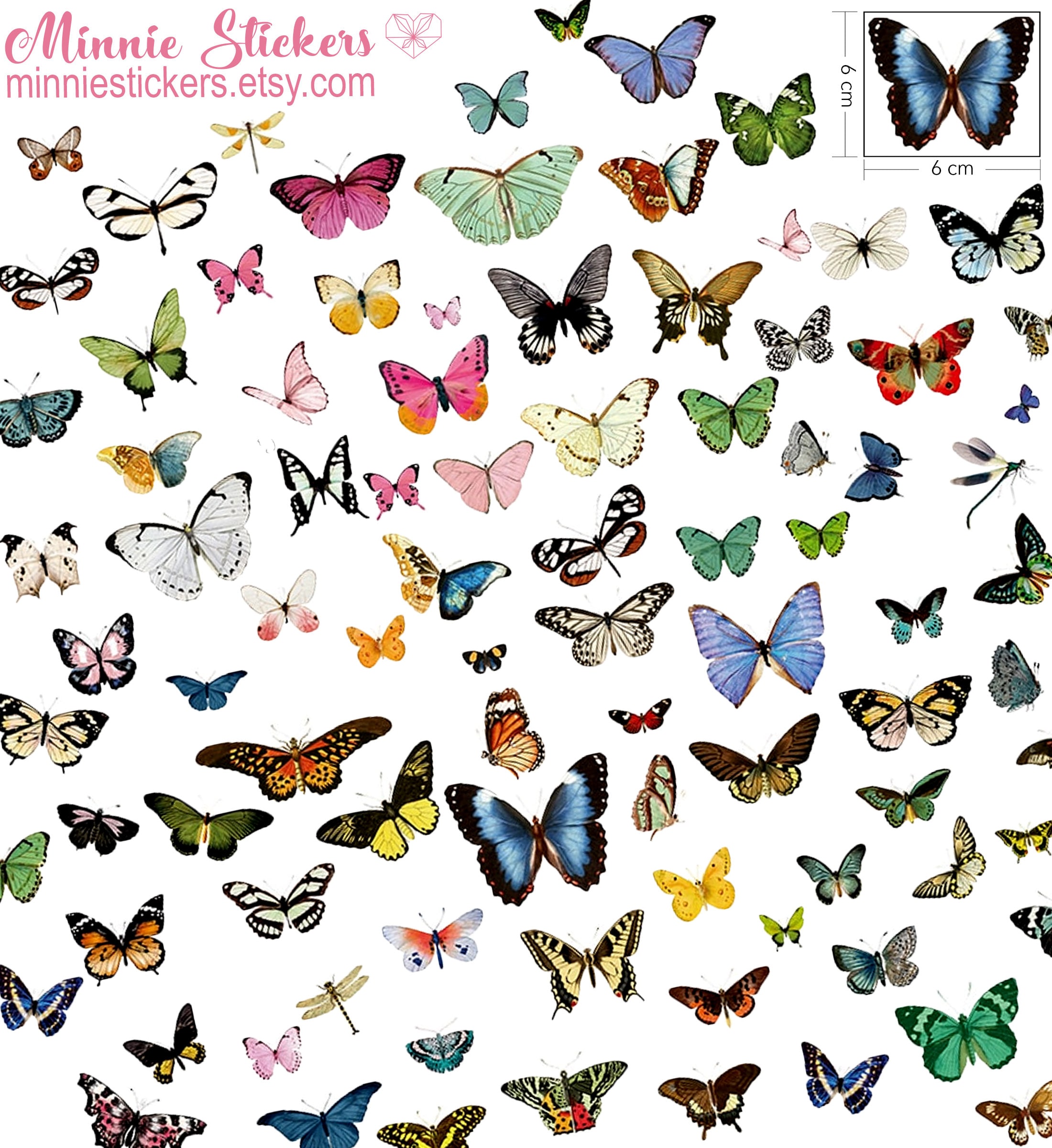 80pcs Butterfly Stickers Die Cut Textured Stickers Pack | Etsy