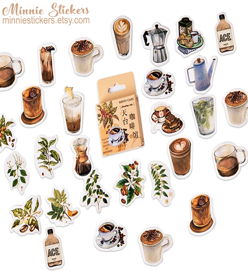 45pcs Vintage Coffee Shop Stickers Coffee Lover Sticker - Etsy