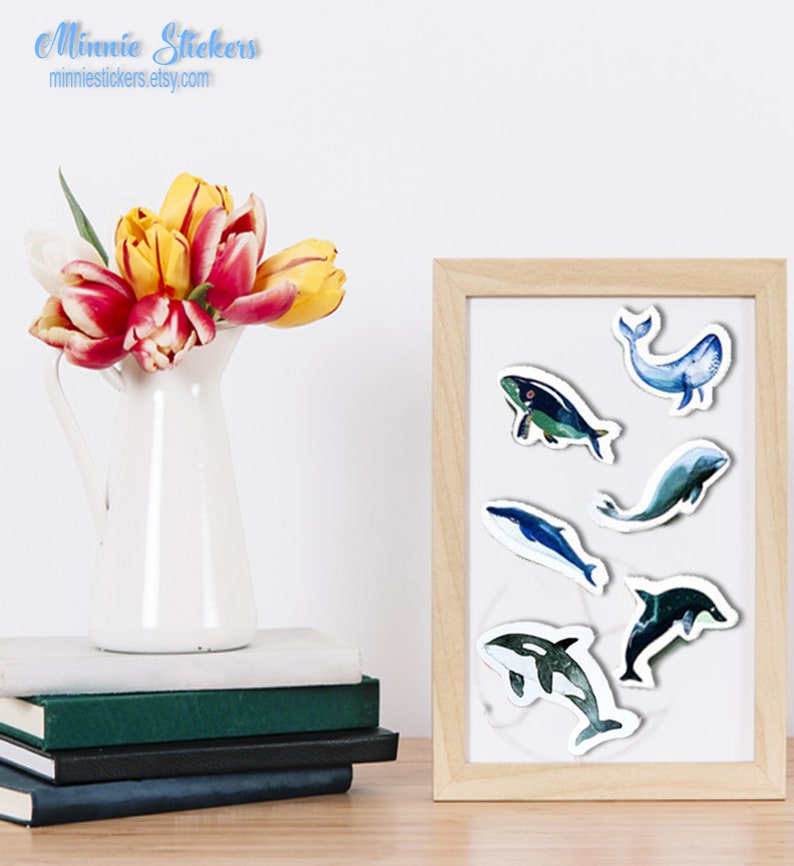 Whale Stickers Set, Sea Blue Sticker, Whale Stationary, Marine Stickers ...