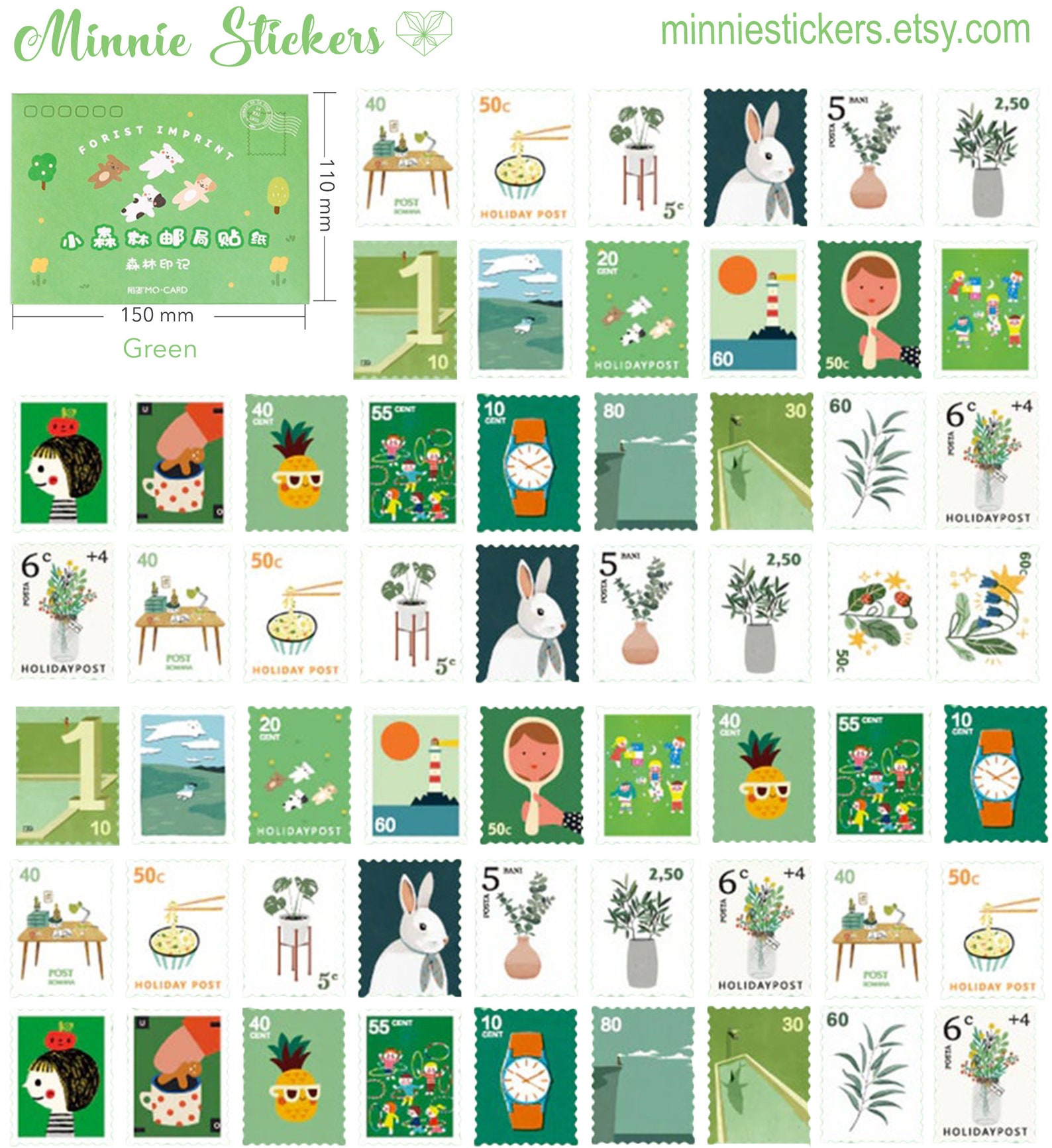 46pcs Colorful Stamp Stickers Postage Stamp Stickers Set - Etsy