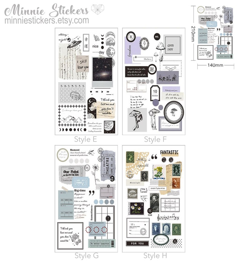 Collage Sticker Sheet Washi Collage Stickers Diary - Etsy