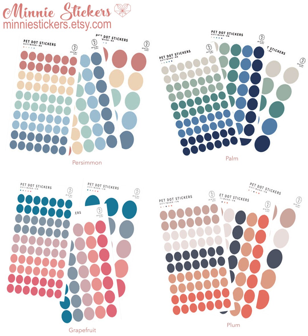 3 Sheets Dot Sticker, Die-cut Sticker Sheets, Color Palette Circle ...