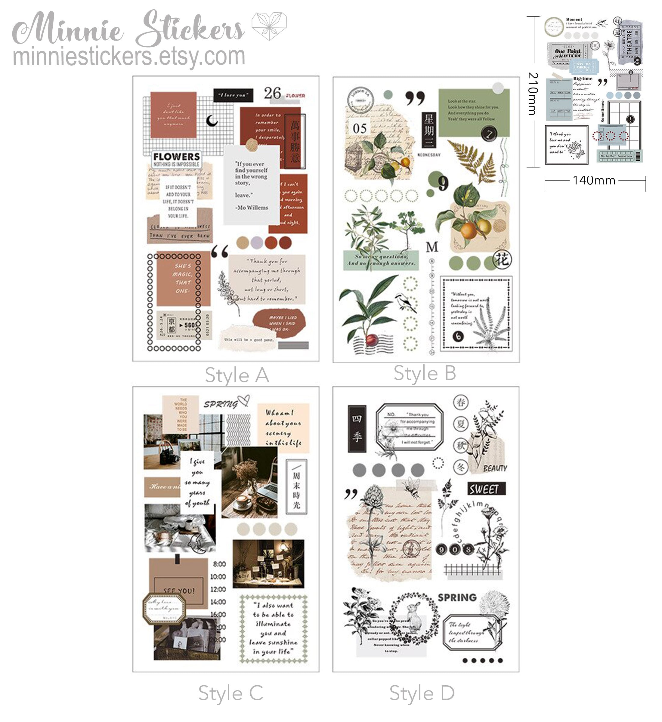 Collage Sticker Sheet Washi Collage Stickers Diary | Etsy