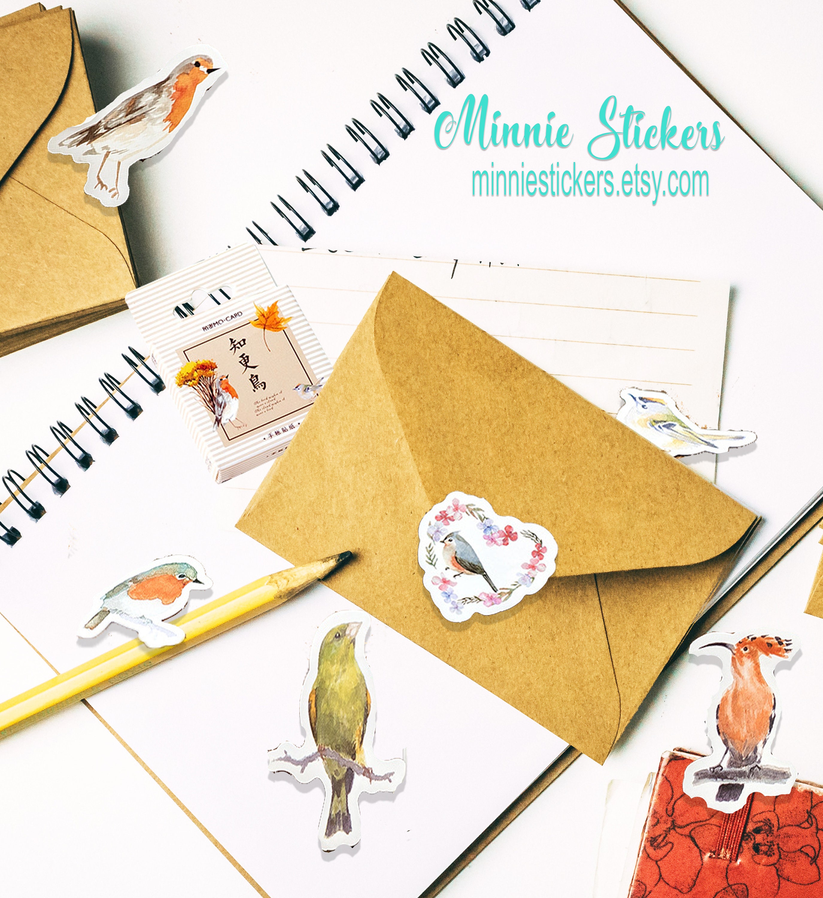 Cute Bird Stickers Robin Bird Stickers Animal Sticker | Etsy