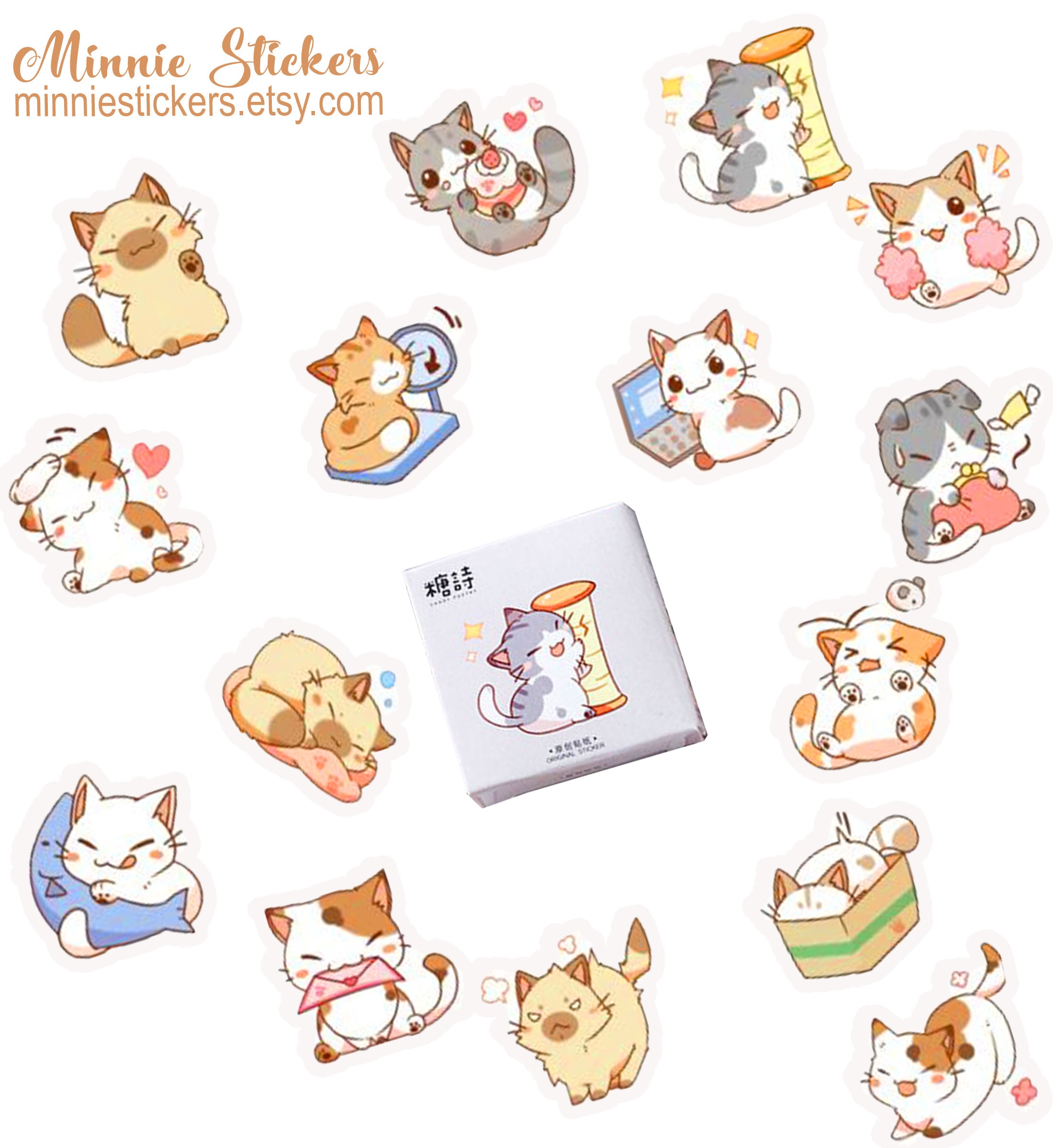 45pcs Cat Stickers Cute Cat Stickers Animal Stickers | Etsy
