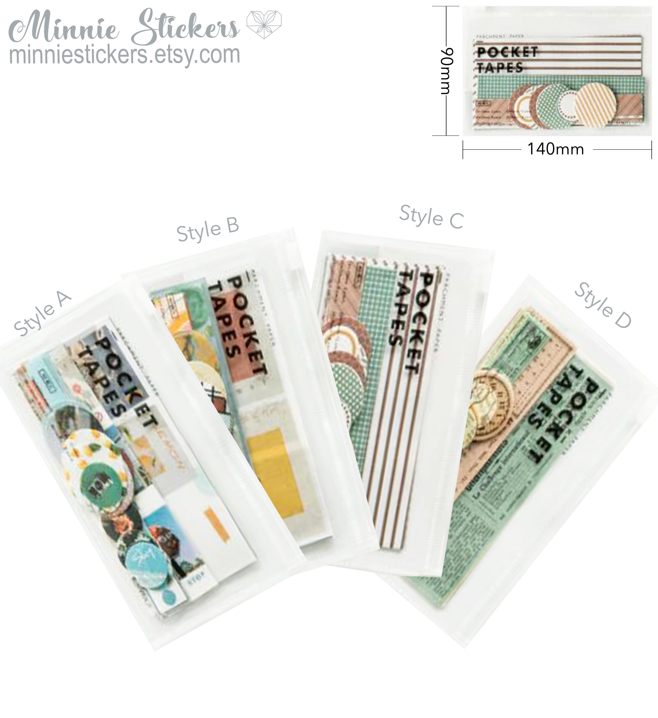Buy 40pcs Pocket Tape, Vintage Simple Tapes, Scrapbook, Diary, Planner ...