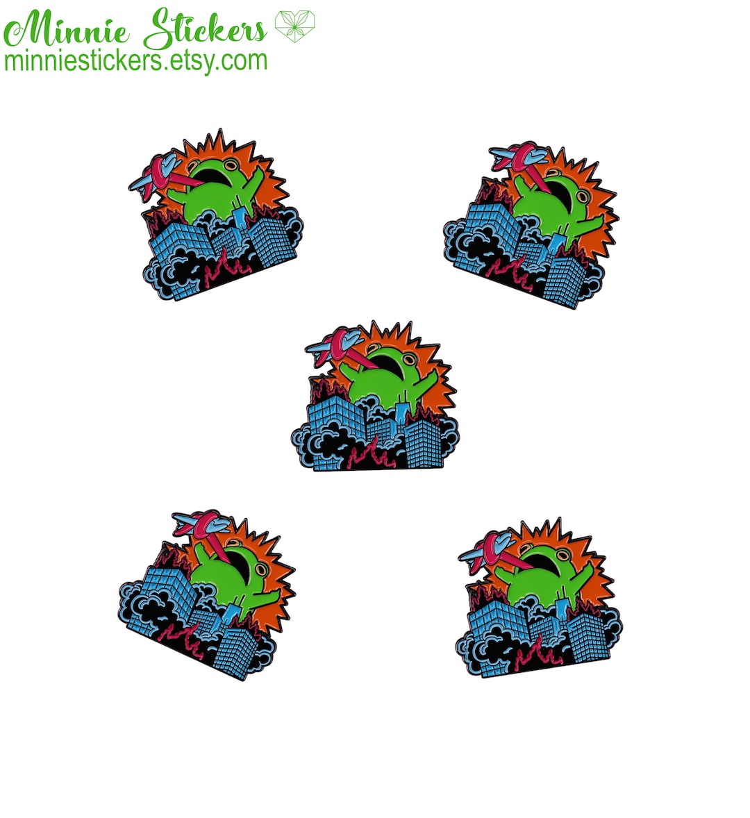Kaiju Frog Enamel Pin, Angry Frog Enamel Pin, Cute Kawaii Enamel Pin ...