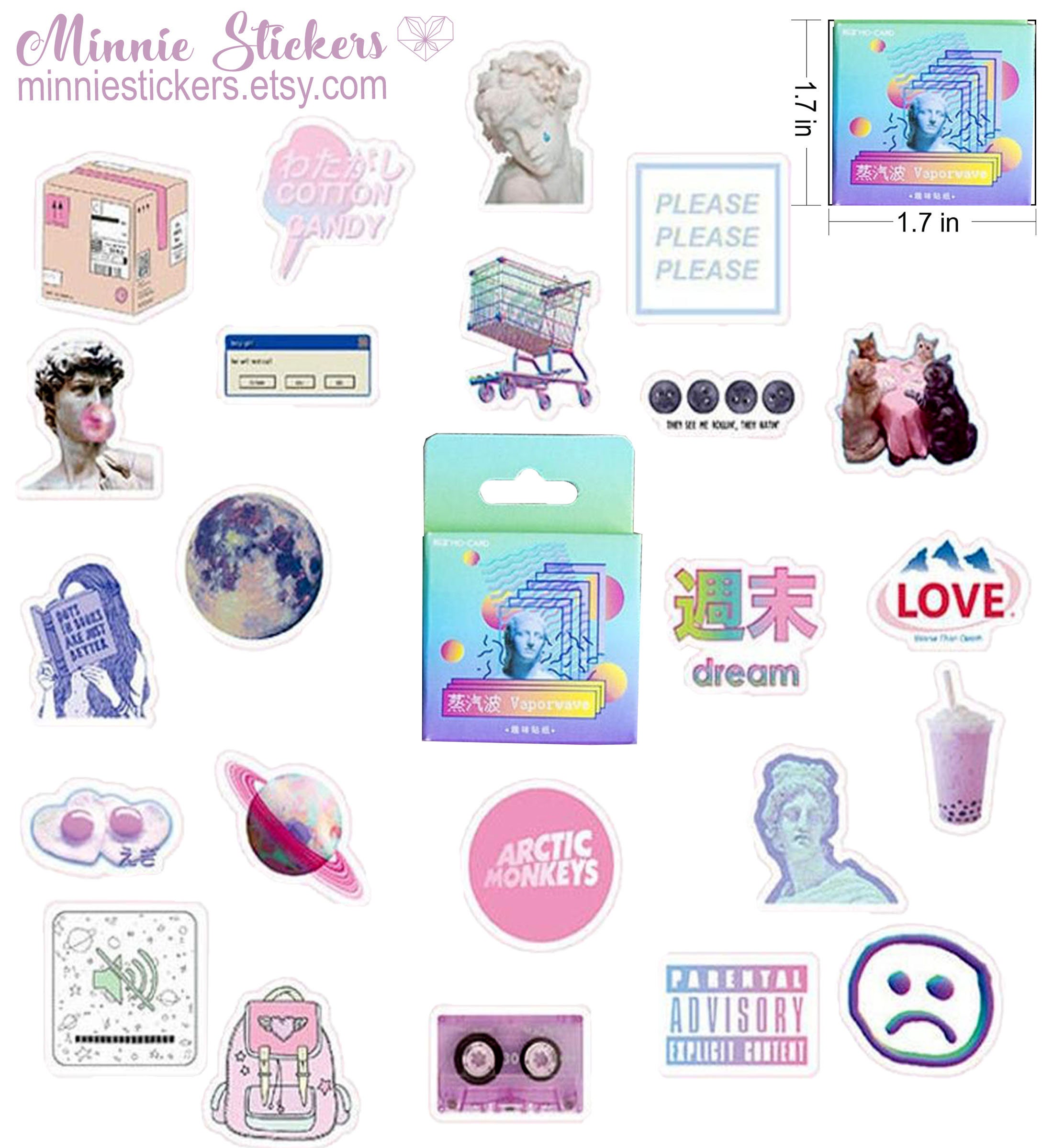 46pcs Visco Stickers Colorful Fun Stickers Many Styles - Etsy 日本