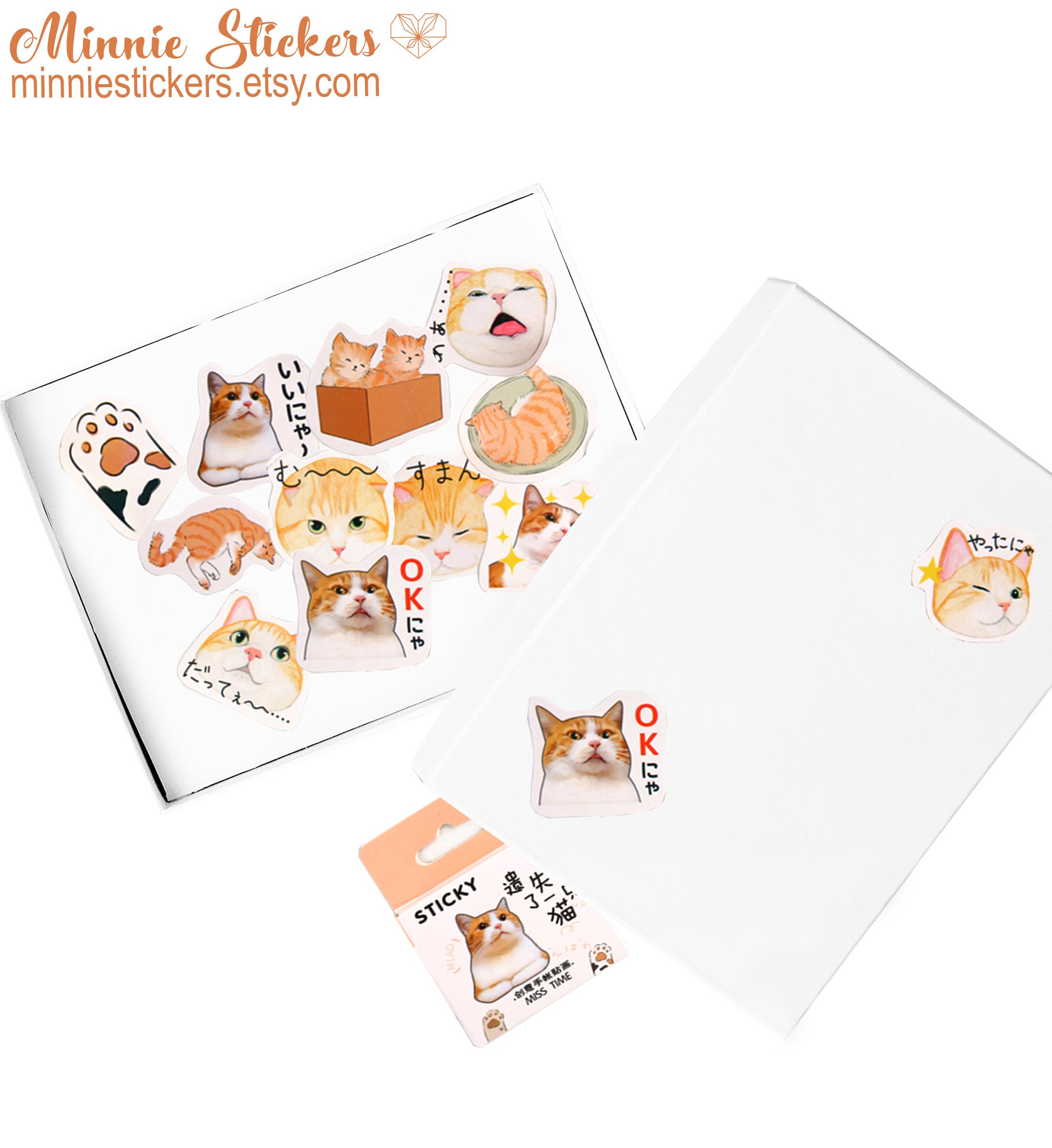 46pcs Cute Cat Stickers Funny Look Kitty Stickers Cat Lover - Etsy