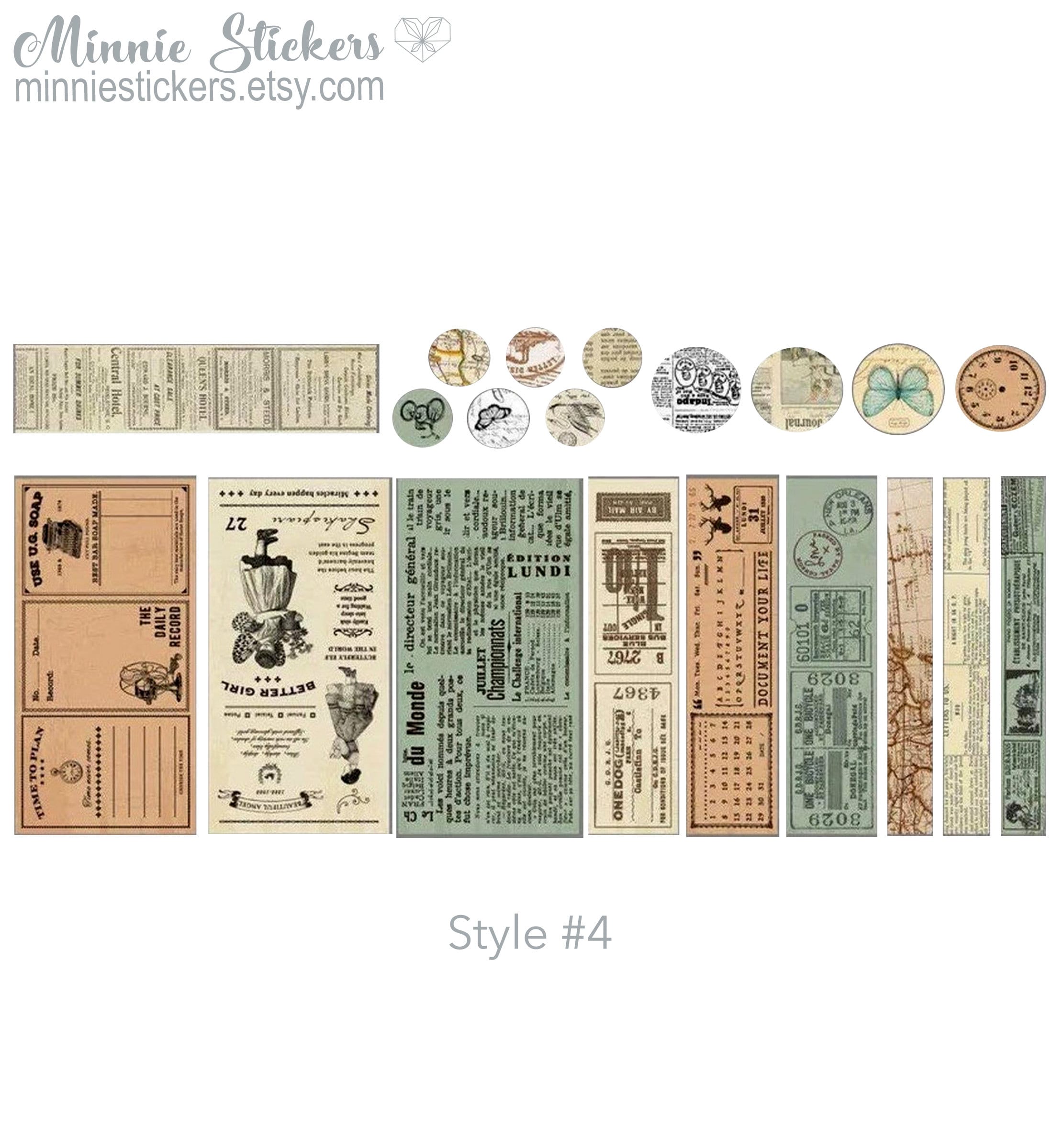 40pcs Pocket Tape, Vintage Simple Tapes, Scrapbook, Diary, Planner ...
