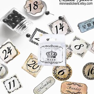 Vintage Number Stickers, 45pcs Calendar Stickers Set, Date Sticker ...