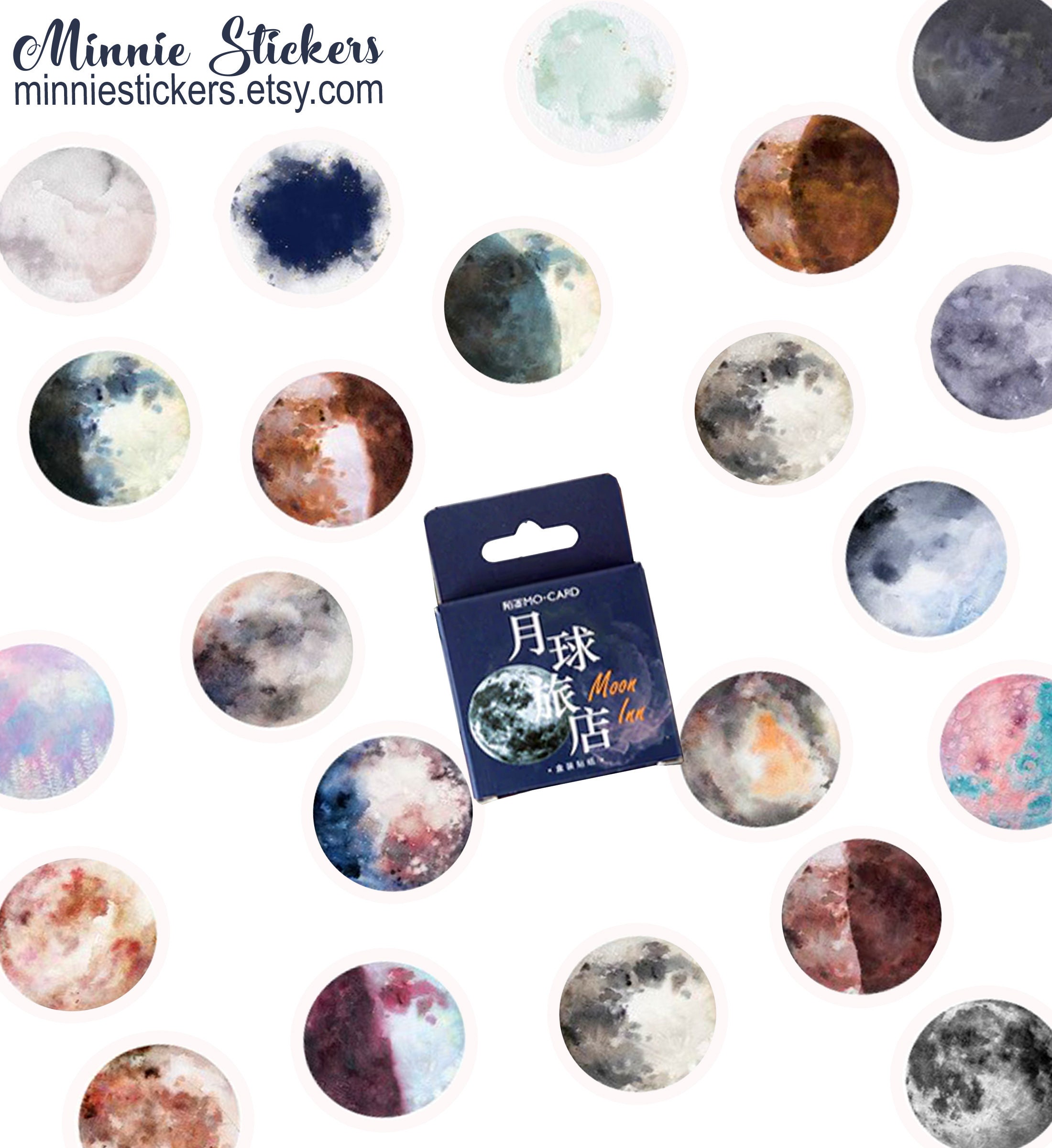 Moon Phases Stickers Set Pegatinas de vista de la luna - Etsy España