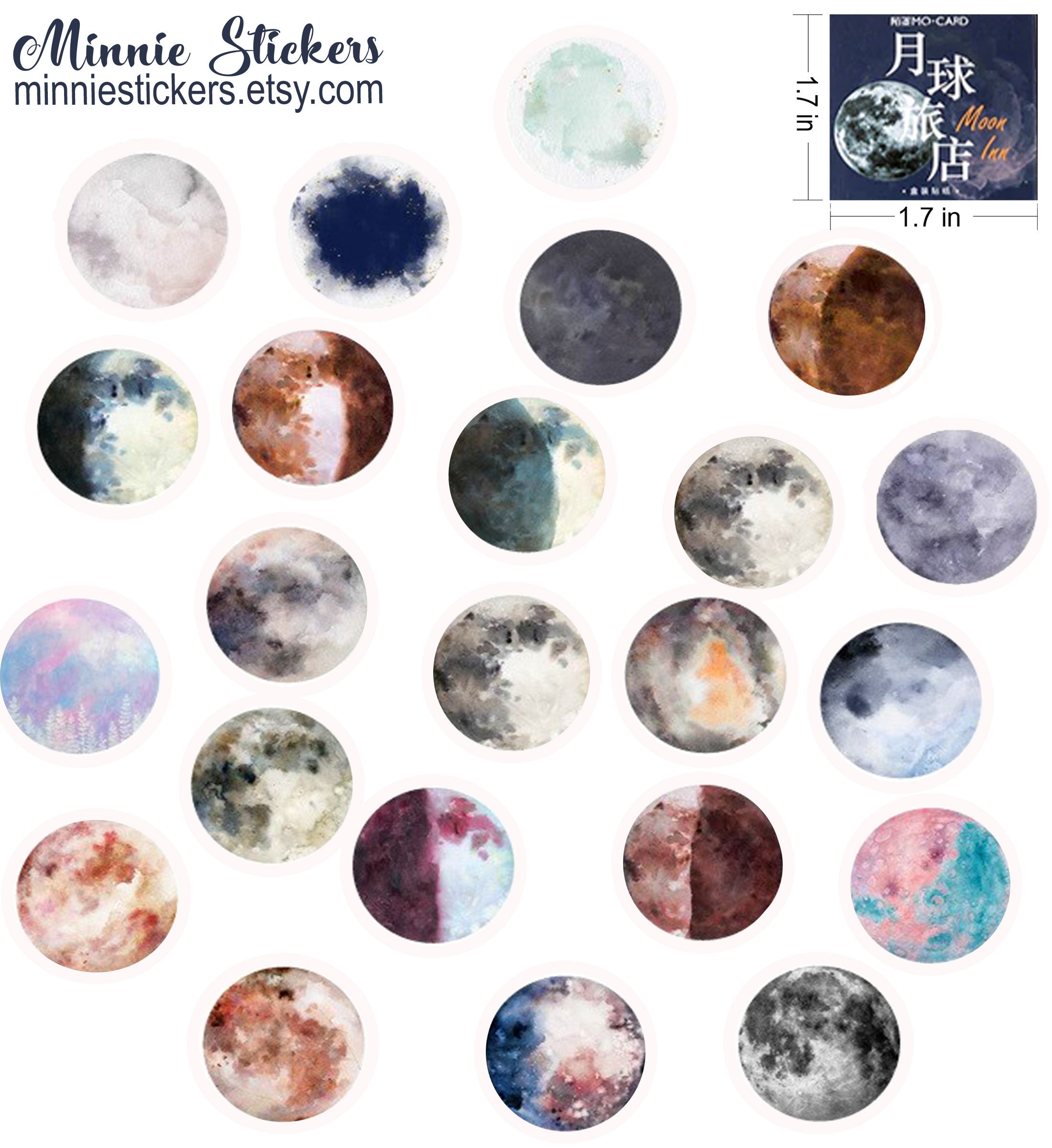 Moon Phases Stickers Set Moon View Stickers Galaxy Stickers - Etsy