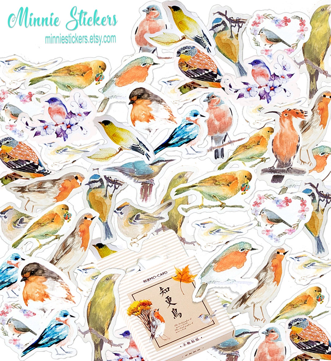 Cute Bird Stickers, Robin Bird Stickers, Animal Sticker, Sticker Set ...